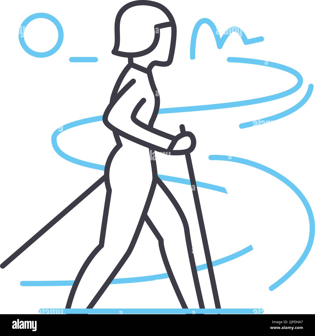 hiking line icon, outline symbol, vector illustration, concept sign ...