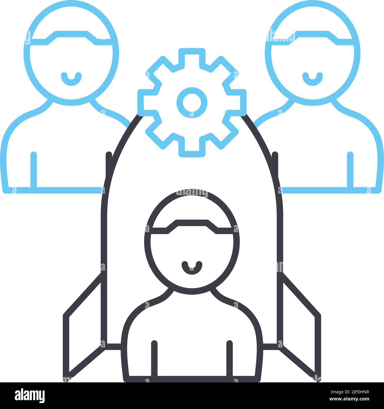 team mission line icon, outline symbol, vector illustration, concept ...