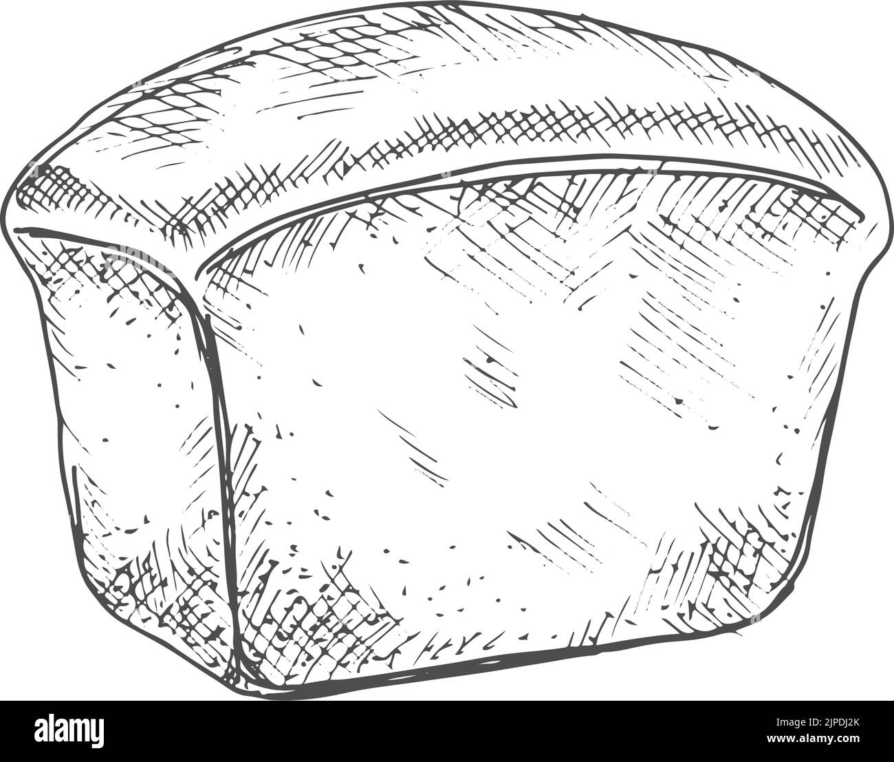 Square loaf of bread isolated monochrome sketch. Vector pastry food or ...