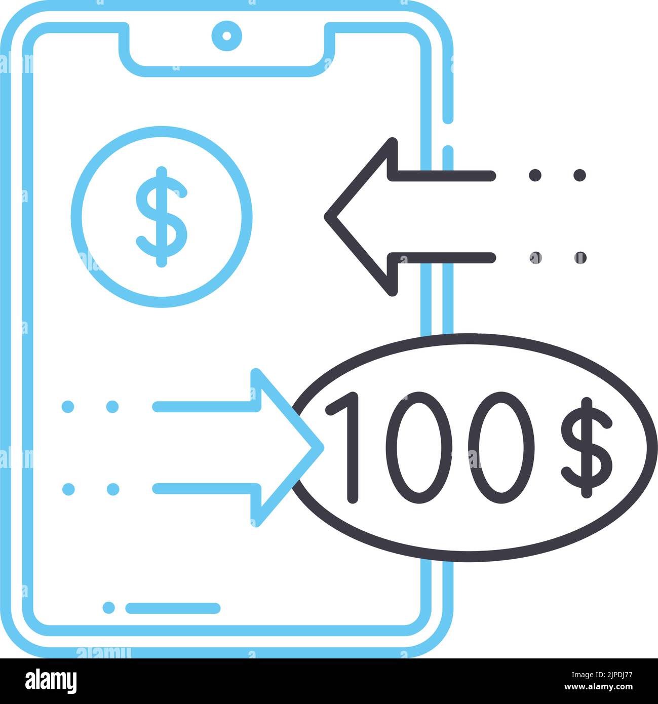 transfer amount line icon, outline symbol, vector illustration, concept ...