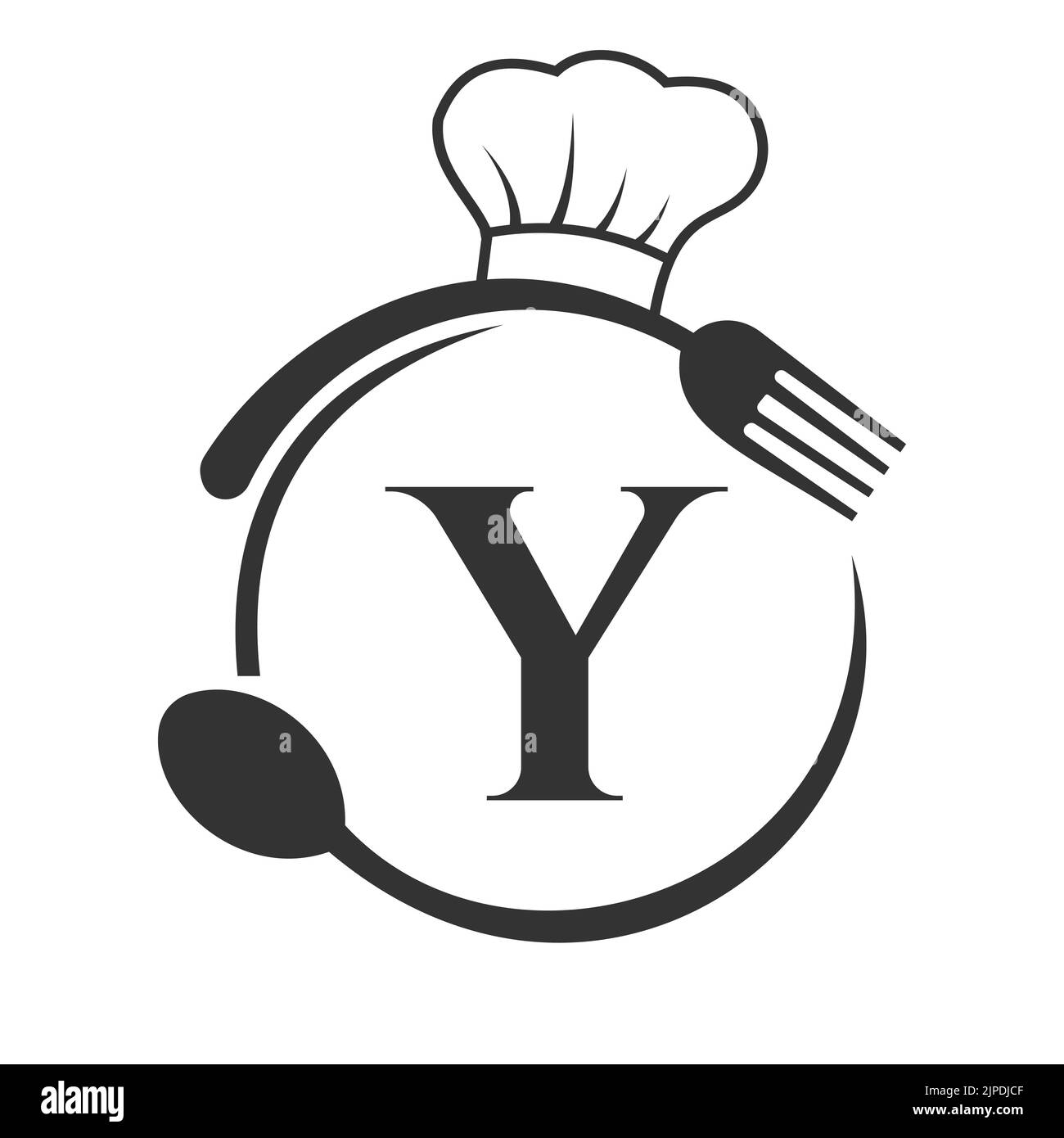 Restaurant Logo on Letter Y Concept. Letter Y Logo with Chef Hat, Spoon ...