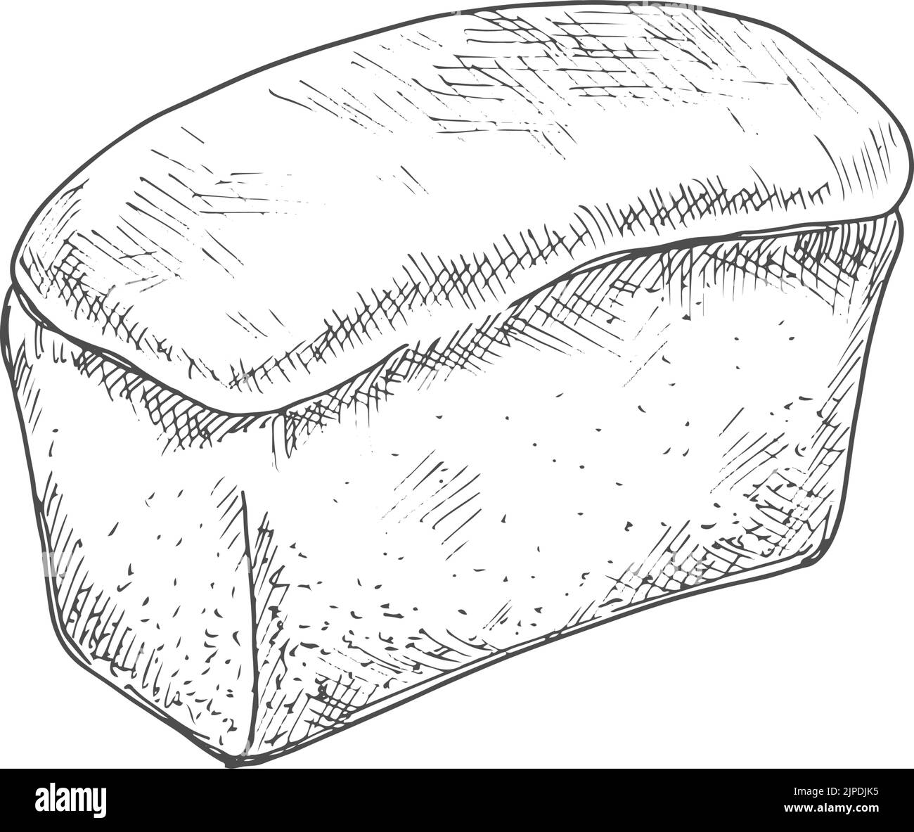 Square loaf of bread isolated monochrome sketch. Vector pastry food or ...