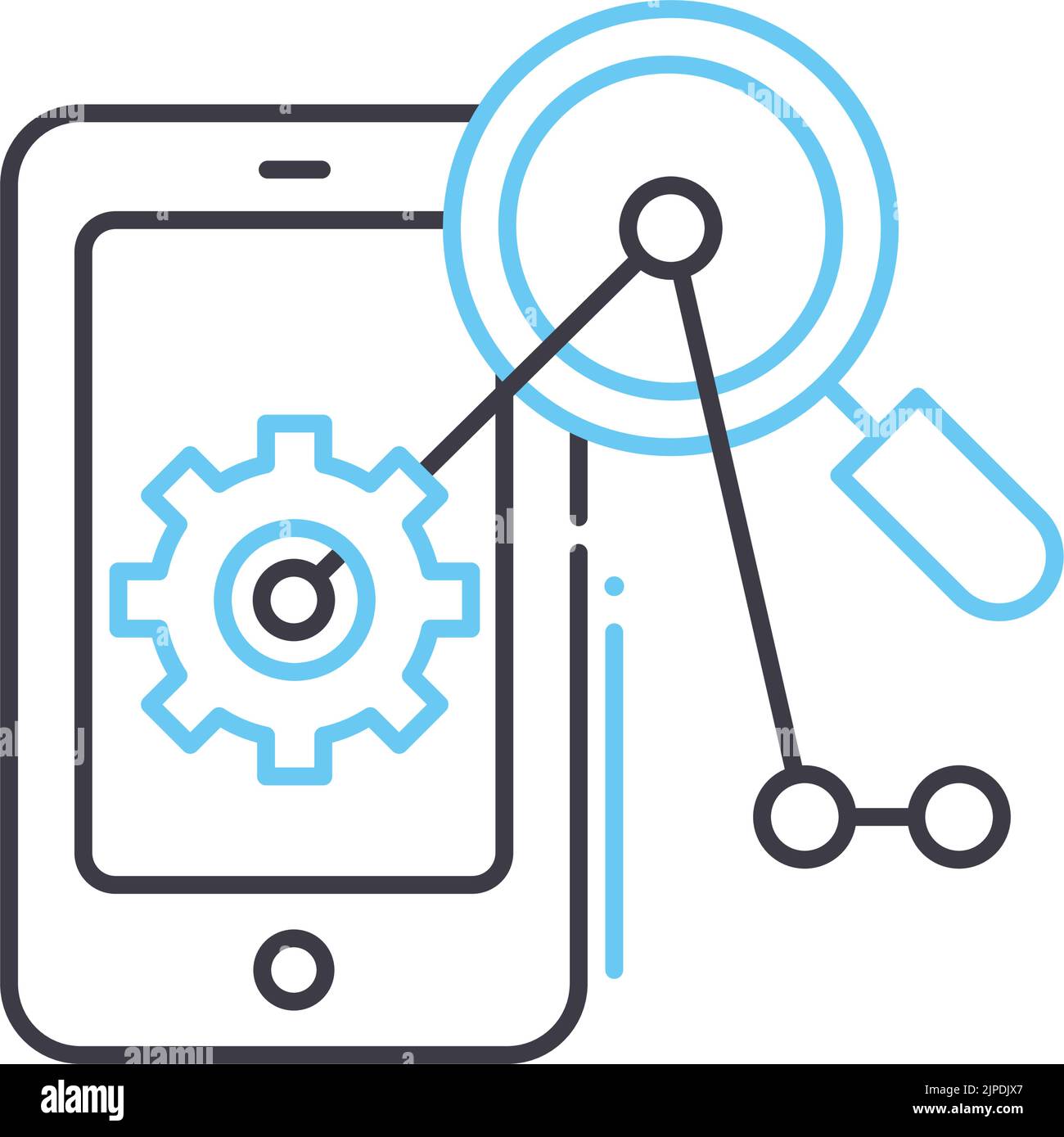 mobile marketing research line icon, outline symbol, vector ...