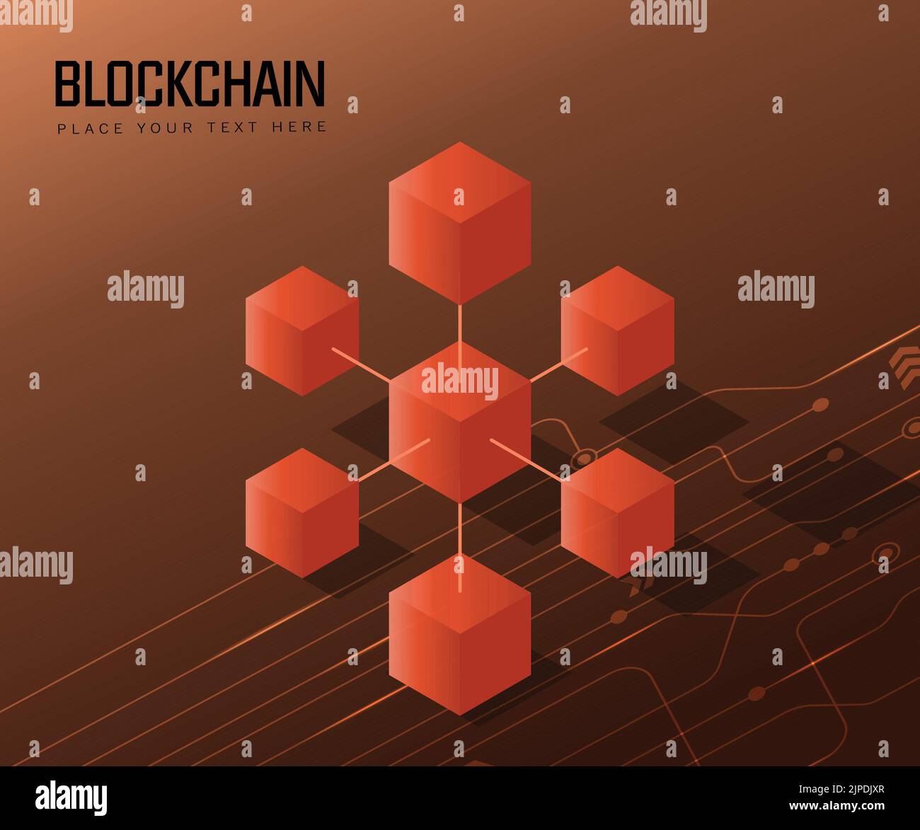 Blockchain technology cube network background. Conceptual illustration of a block chain Stock ...