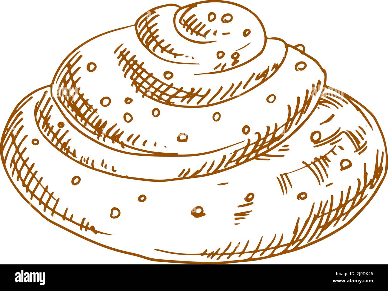 Cheese bun with sesame seeds isolated sketch. Vector bakery product ...