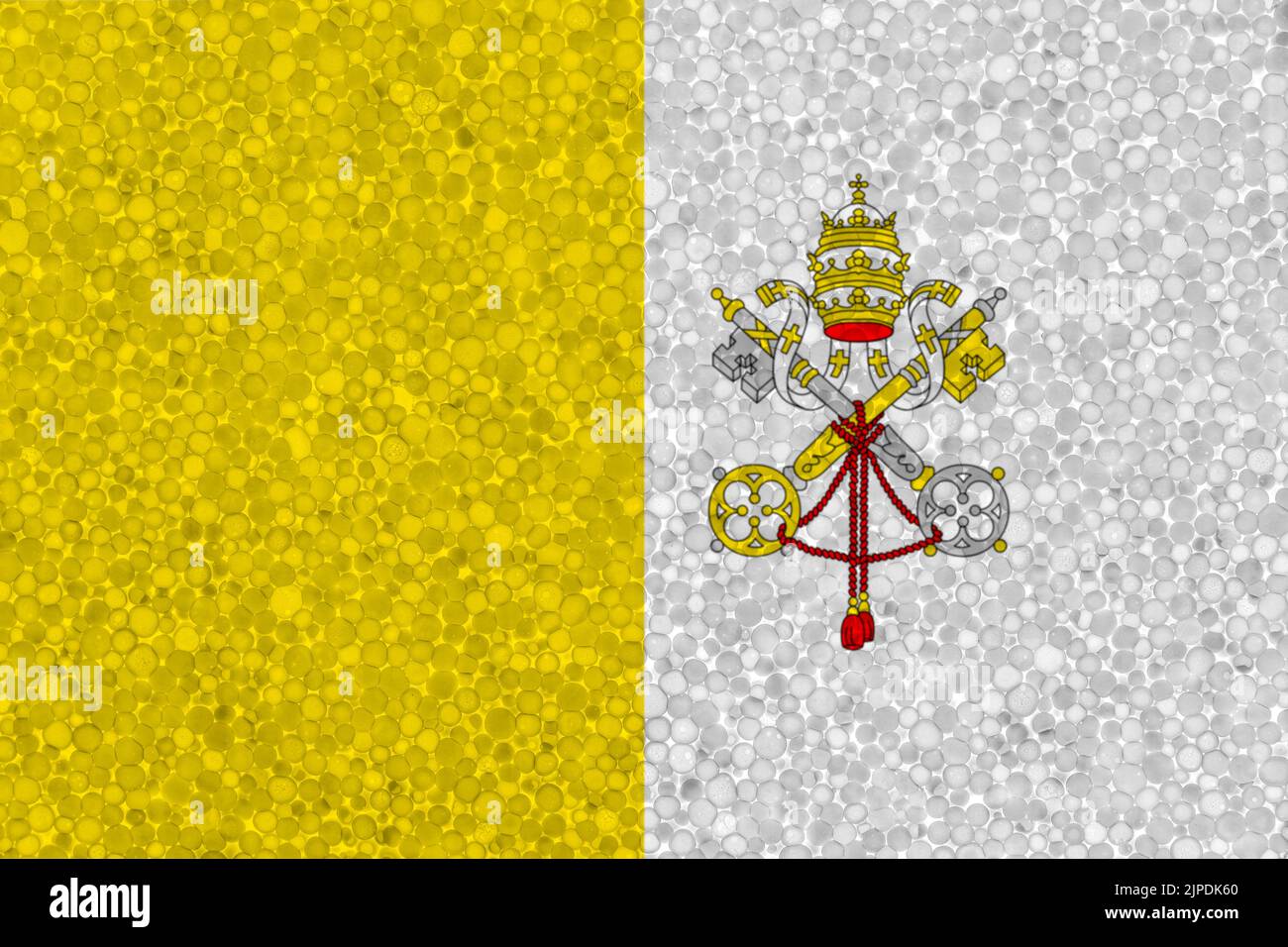 Vatican flag on styrofoam texture. national flag painted on the surface ...