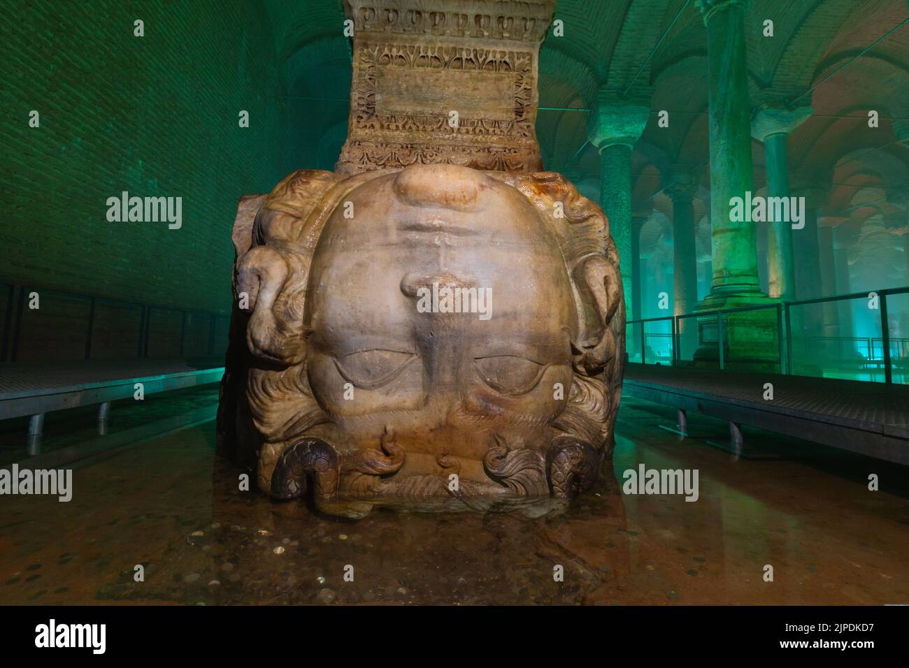 Medusa head pillar of Basilica Cistern in Istanbul. Landmarks of ...