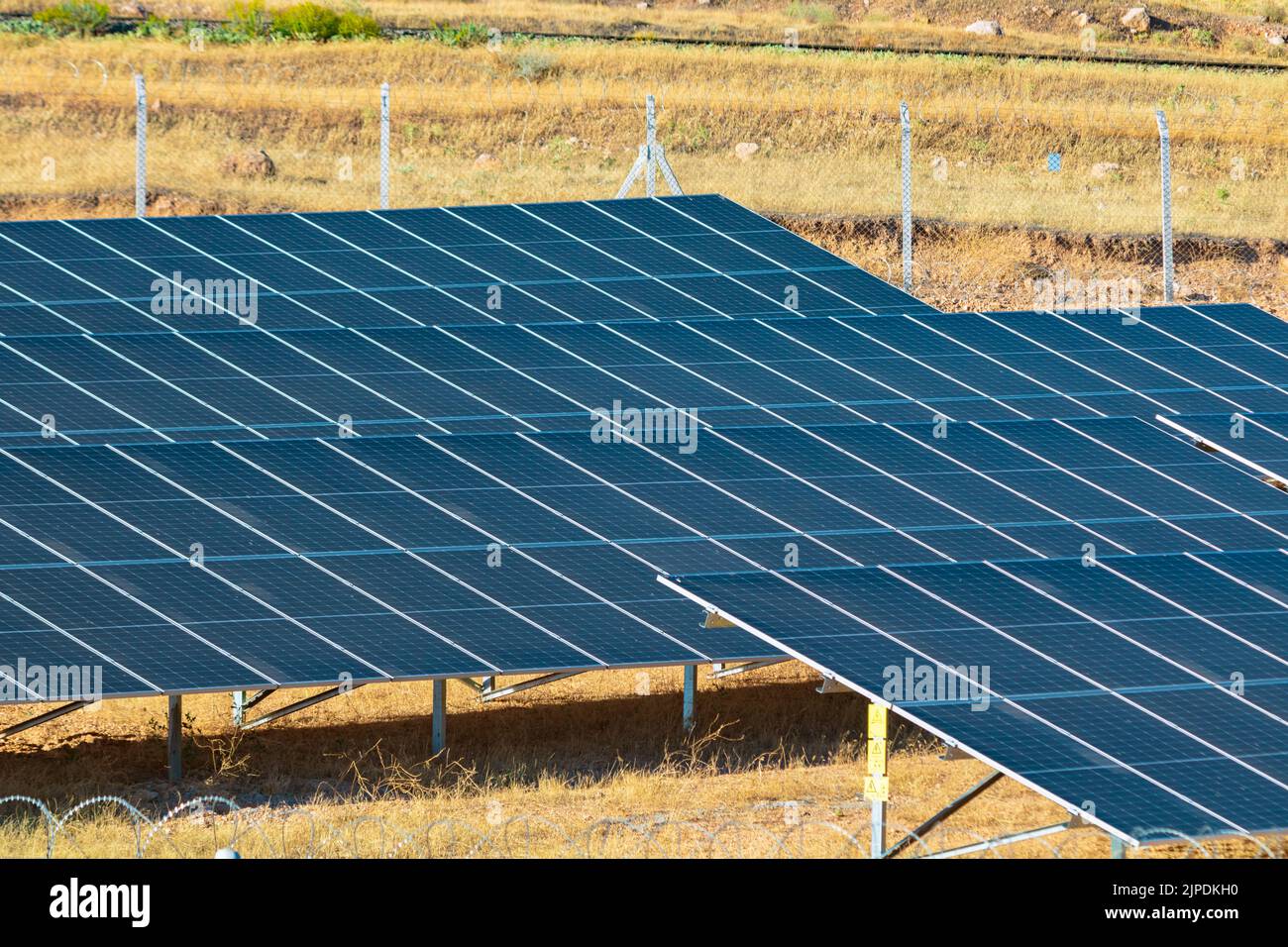 Photovoltaic or PV panels of solar power plant. Renewable energy ...