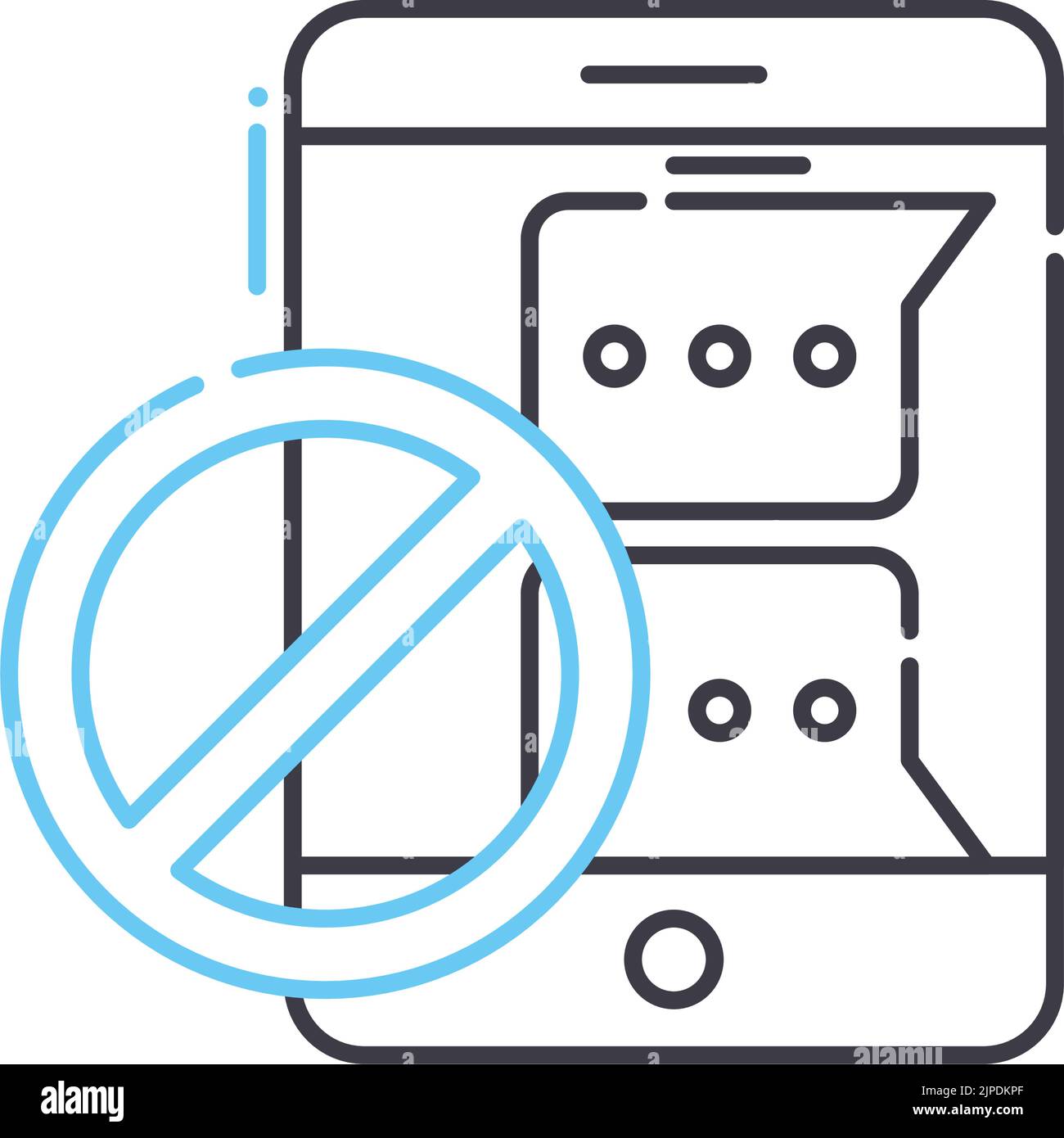 stop communication line icon, outline symbol, vector illustration ...