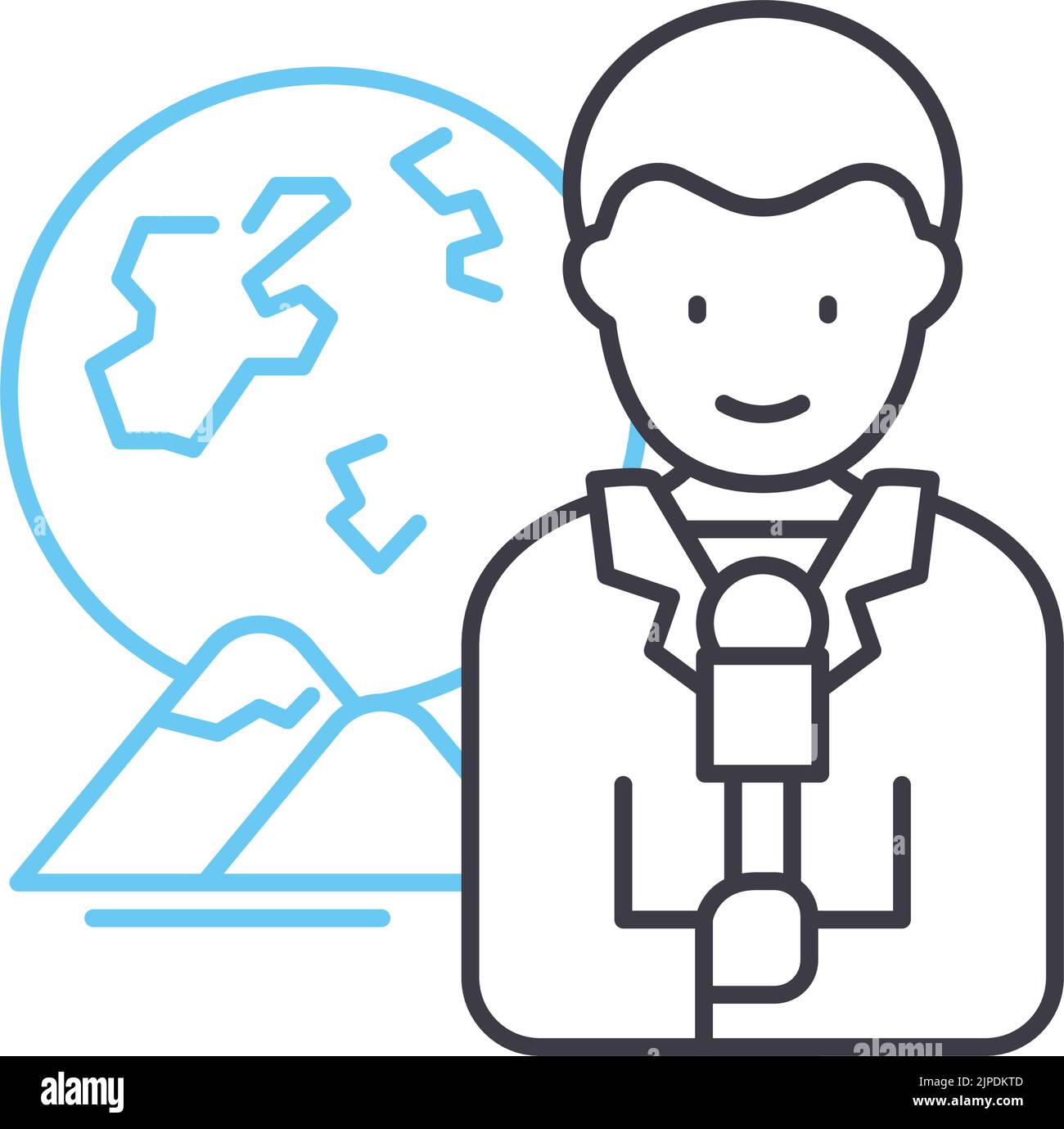 reporter line icon, outline symbol, vector illustration, concept sign ...