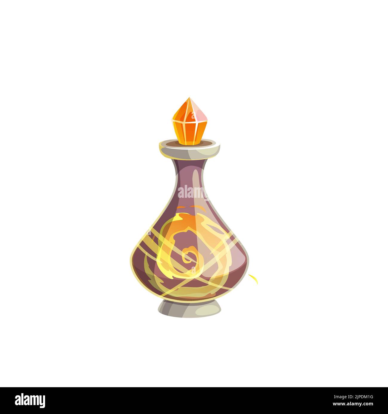 Potion bottle vector icon, magic elixir in glass flask with vortex ...