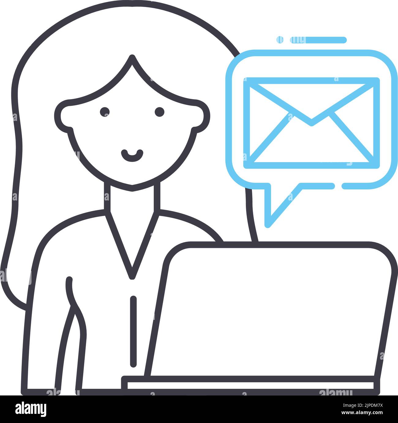 Message Line Icon Outline Symbol Vector Illustration Concept Sign Stock Vector Image And Art