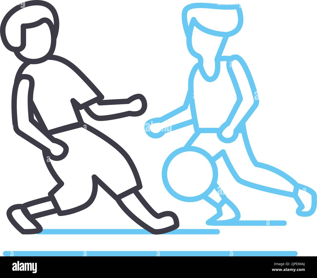 friends playing line icon, outline symbol, vector illustration, concept ...