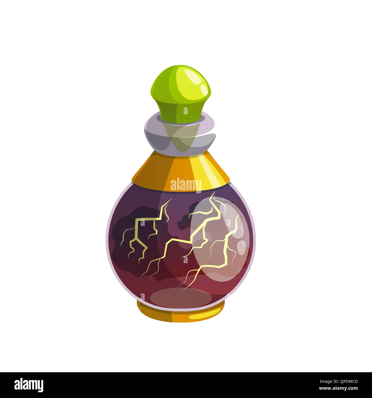 Potion bottle vector icon, magic elixir in glass flask with brown ...