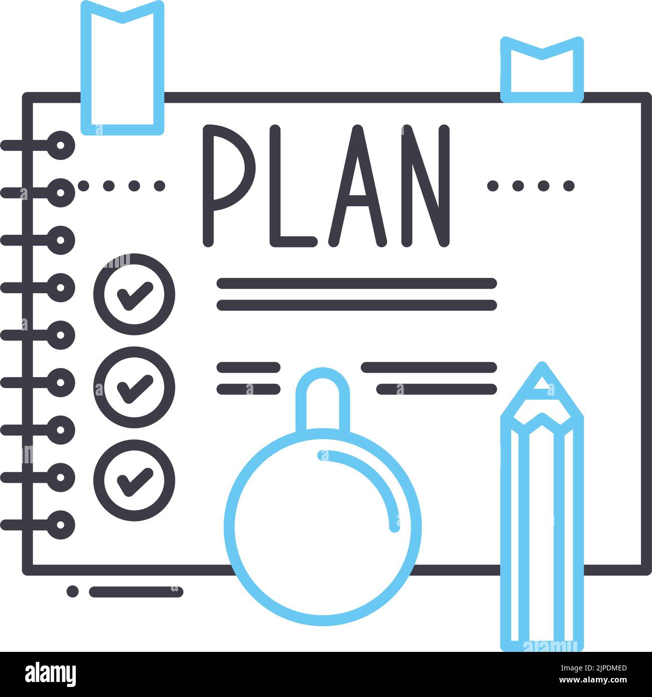 planning line icon, outline symbol, vector illustration, concept sign ...