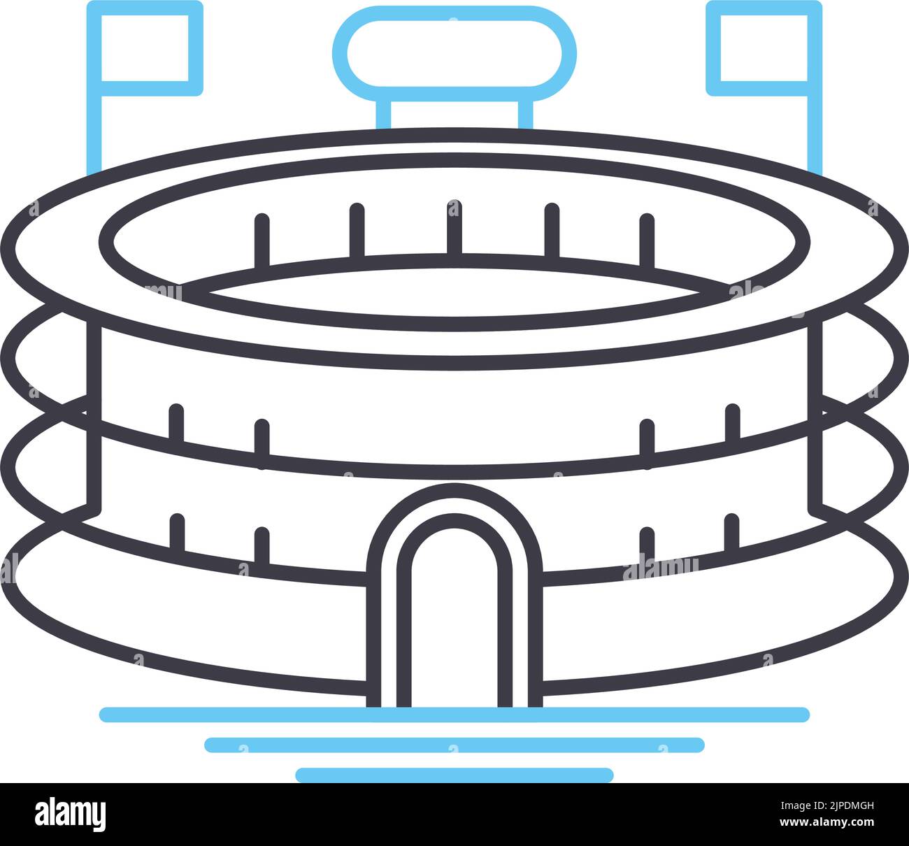 stadium line icon, outline symbol, vector illustration, concept sign ...
