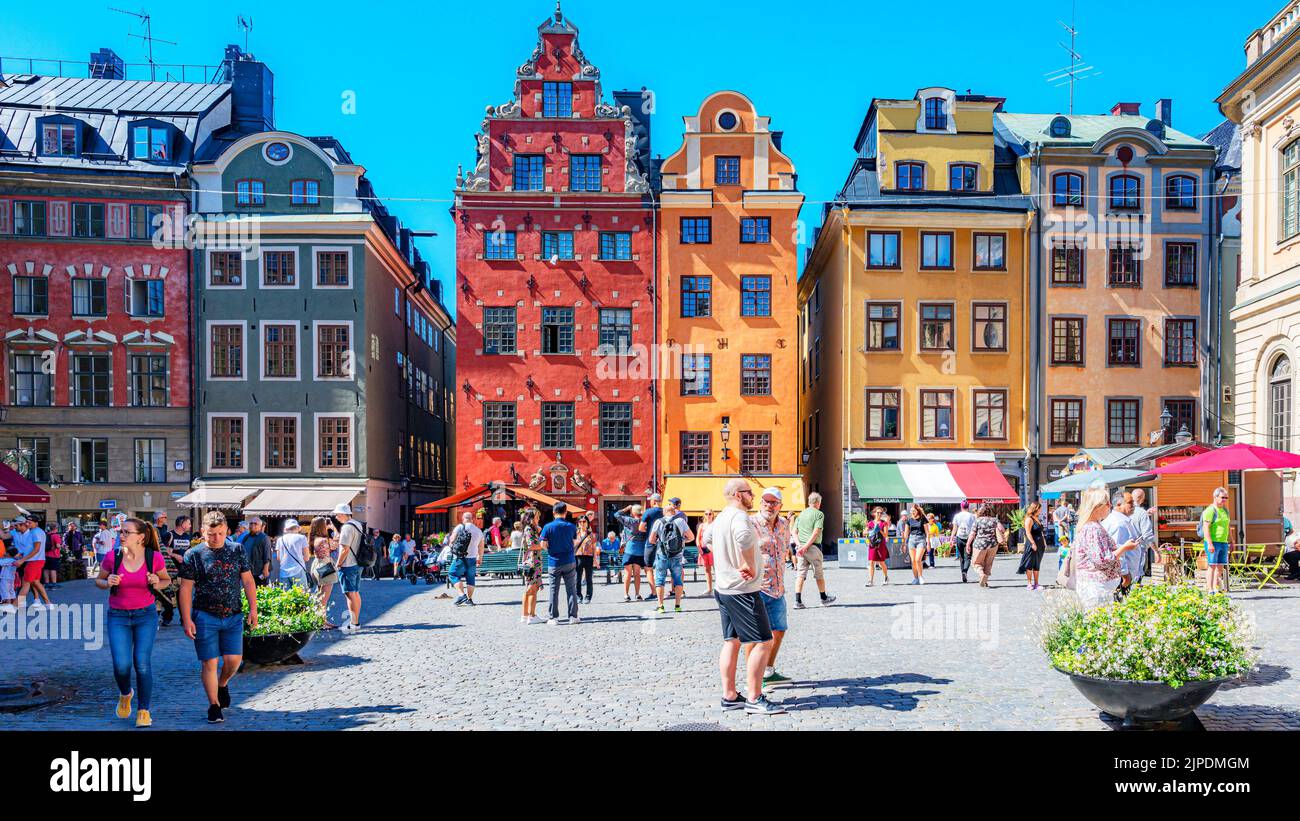 STOCKHOLM, SWEDEN - JULY 31, 2022: This cobblestone plaza dating back ...