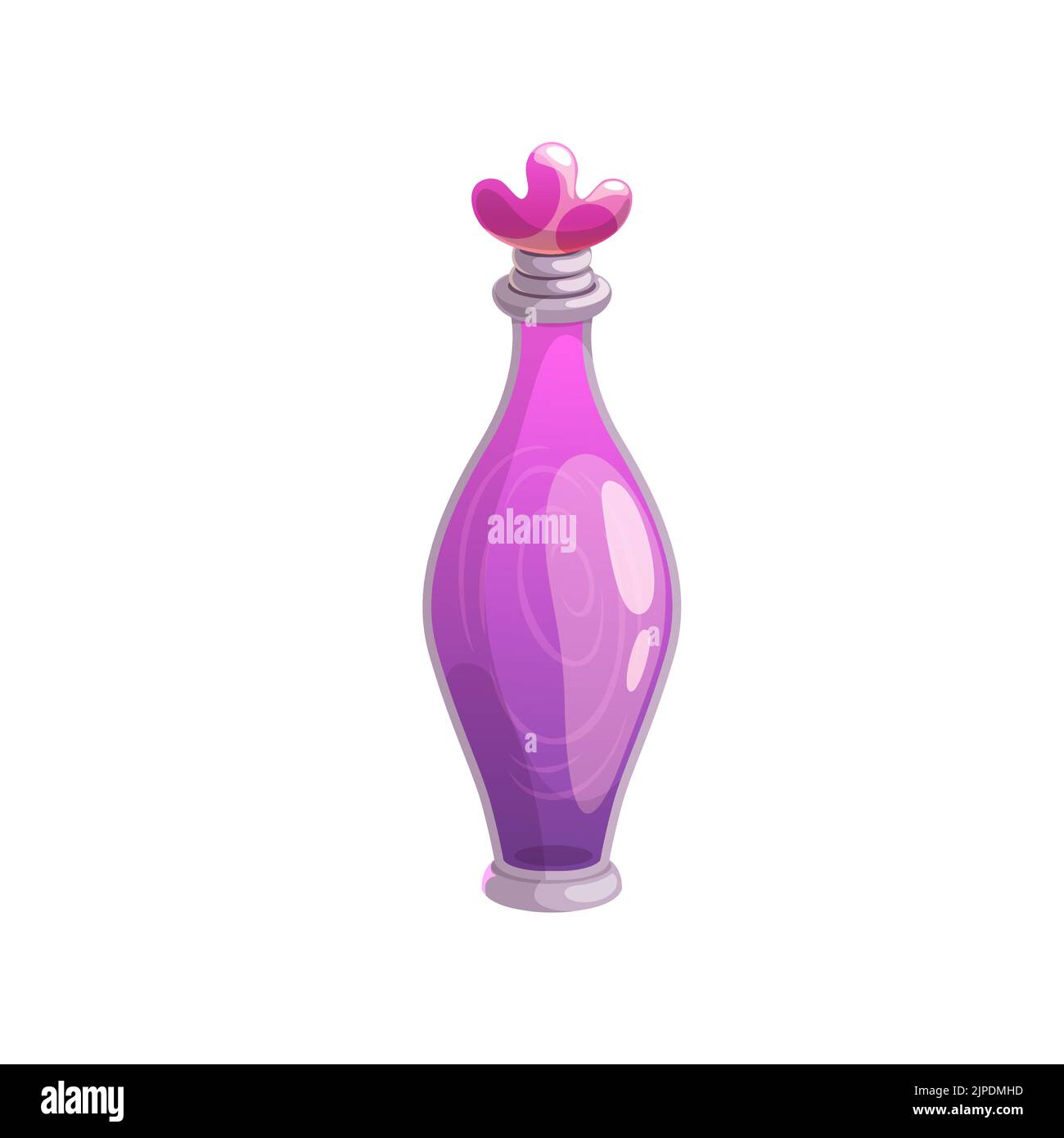 Potion bottle vector icon, purple magic elixir in glass flask with ...