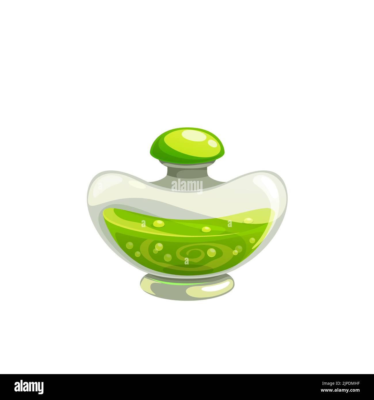 Potion bottle vector icon, green magic elixir in glass flask with ...