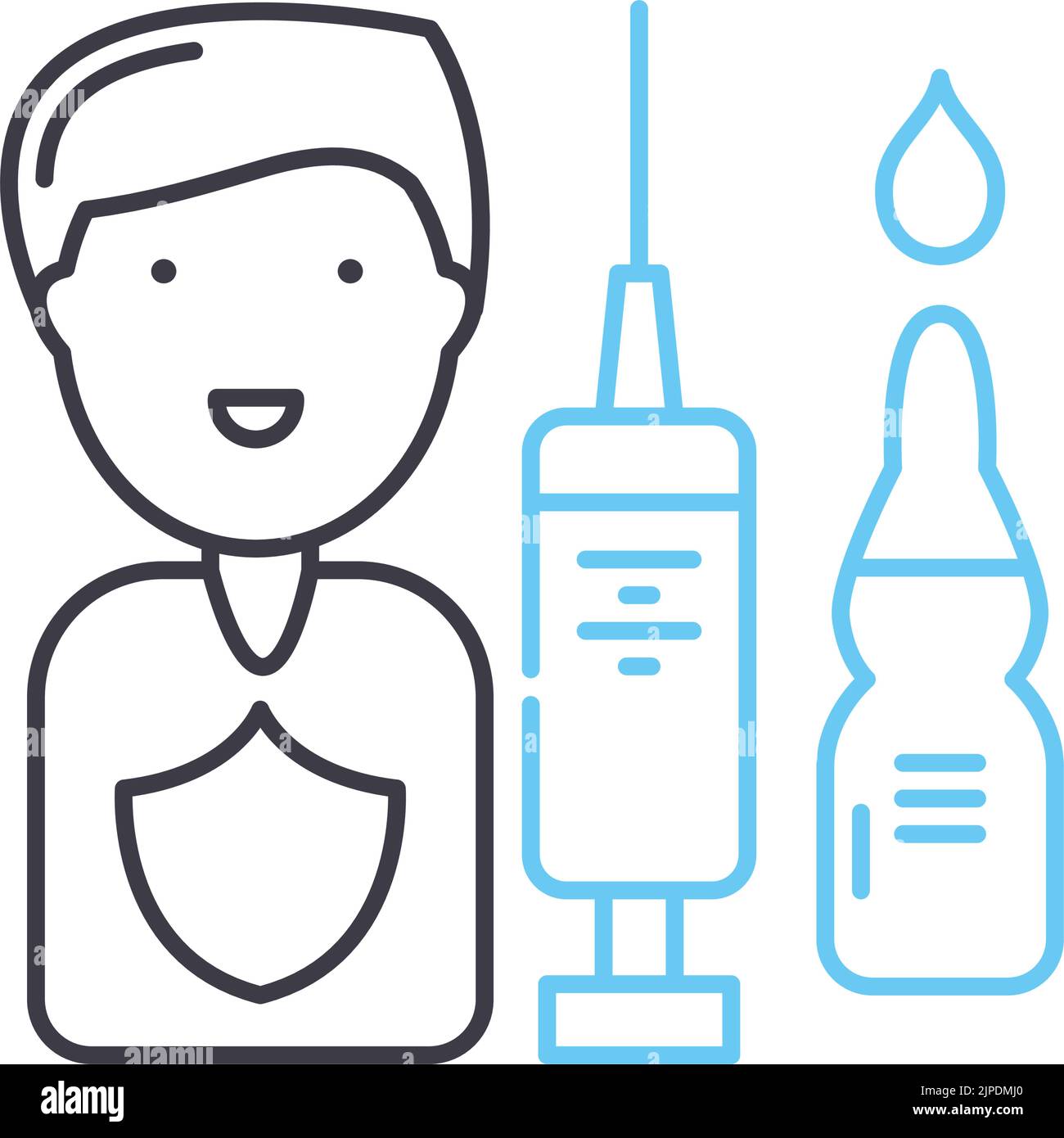 vaccination line icon, outline symbol, vector illustration, concept ...