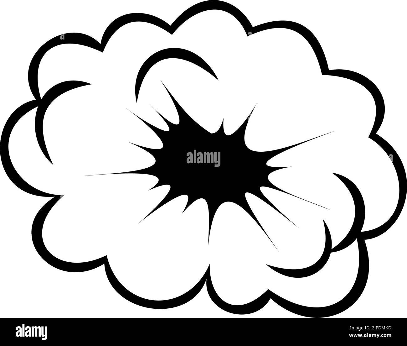 Comic puff or boom symbol isolated cloud black in center. Vector bang ...
