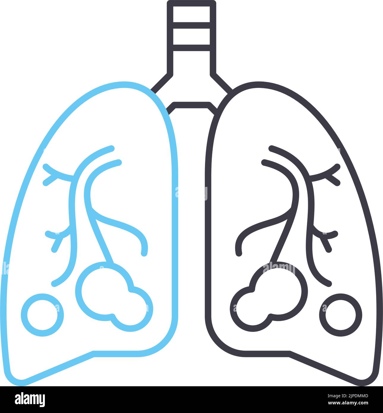 lung damage line icon, outline symbol, vector illustration, concept ...