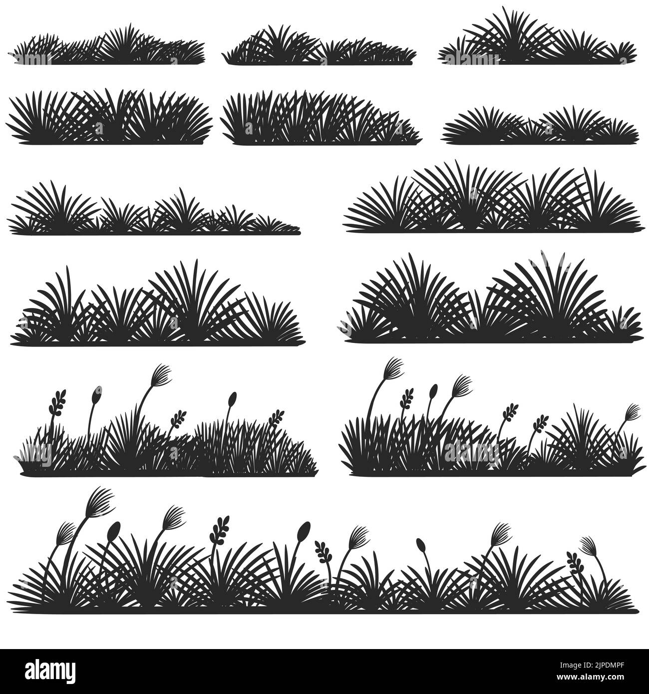 Grass border silhouette set collection vector illustration Stock Vector ...