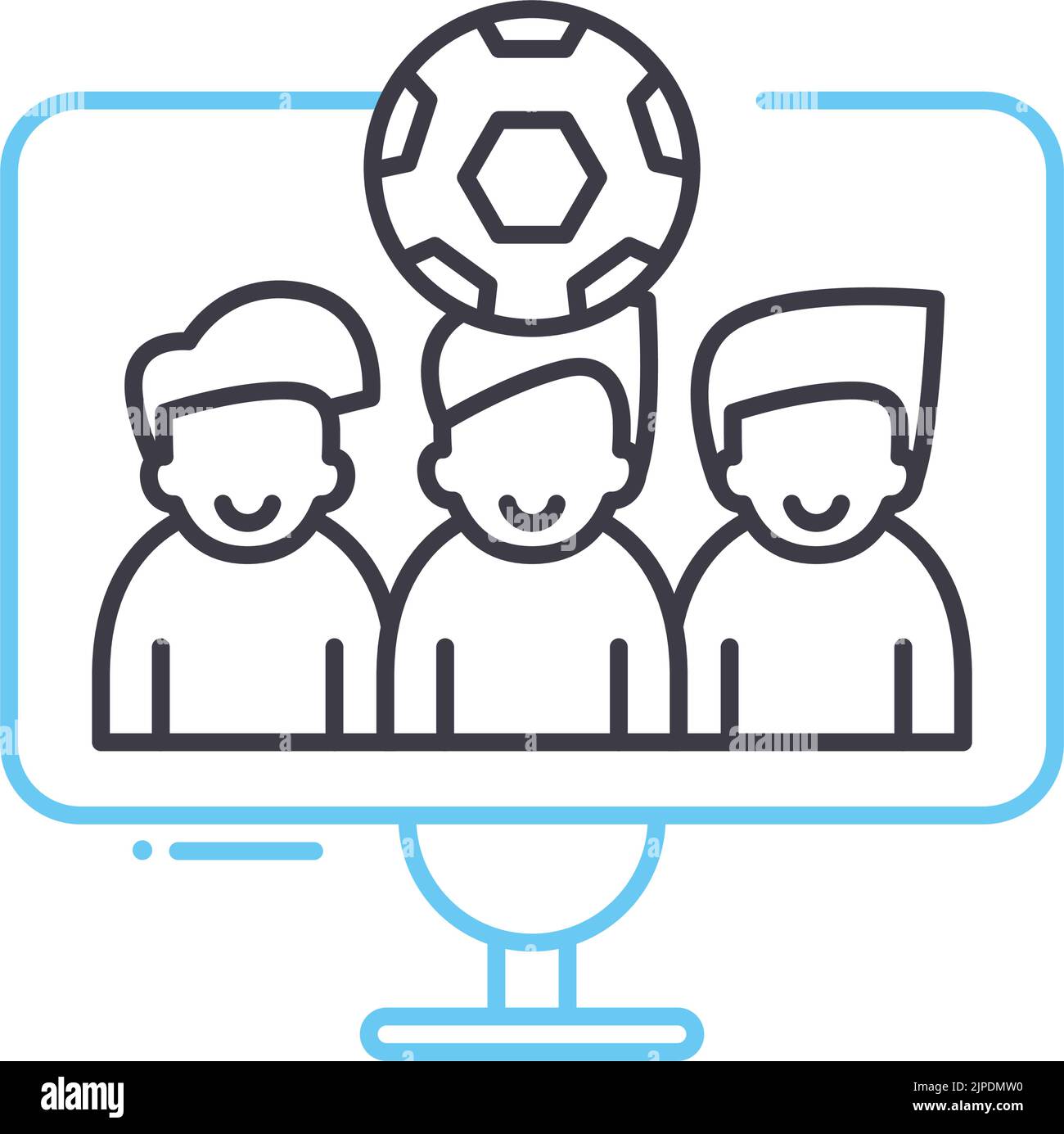 virtual teambuilding line icon, outline symbol, vector illustration ...