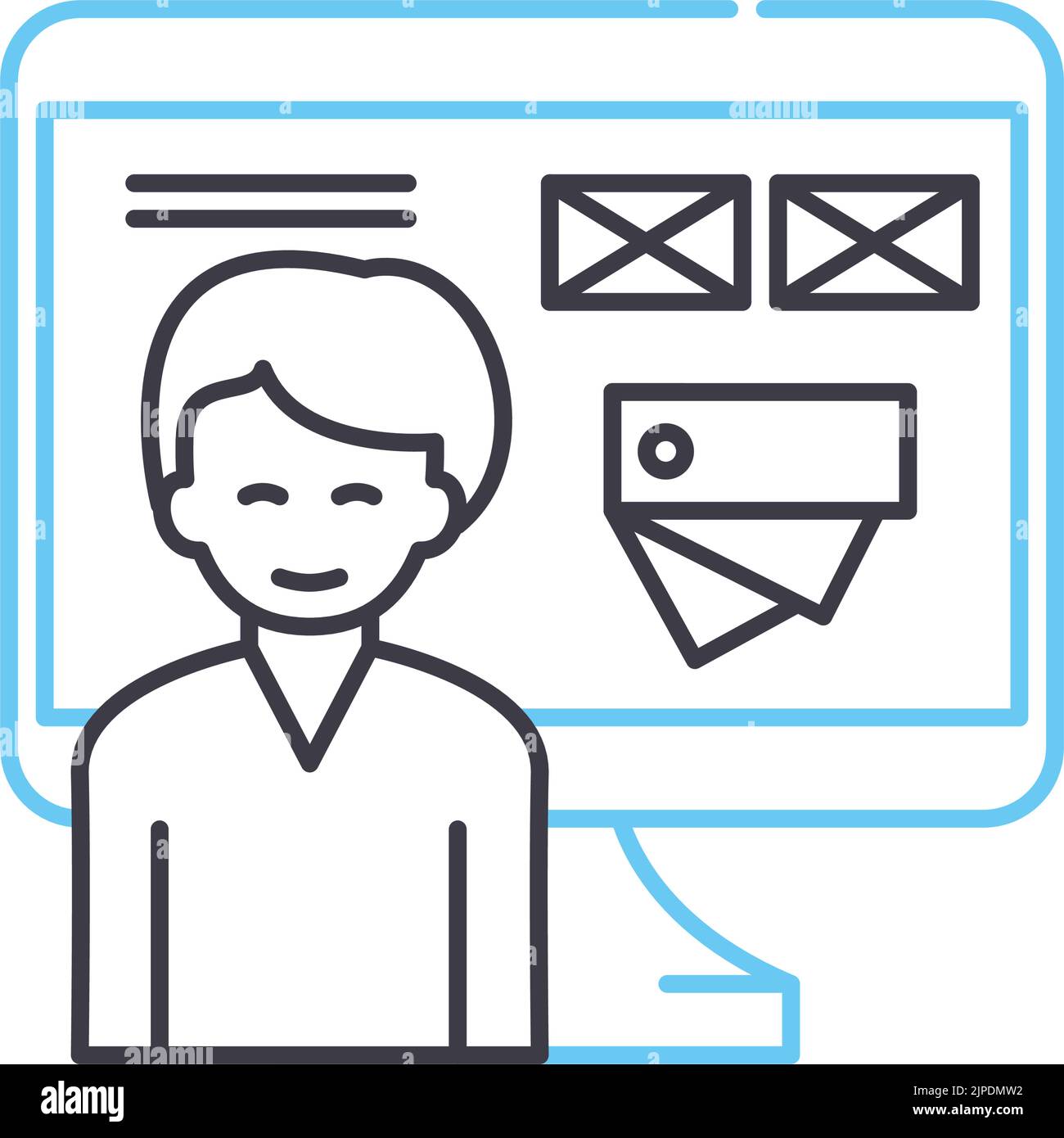 Full Stack Designer Line Icon Outline Symbol Vector Illustration Concept Sign Stock Vector