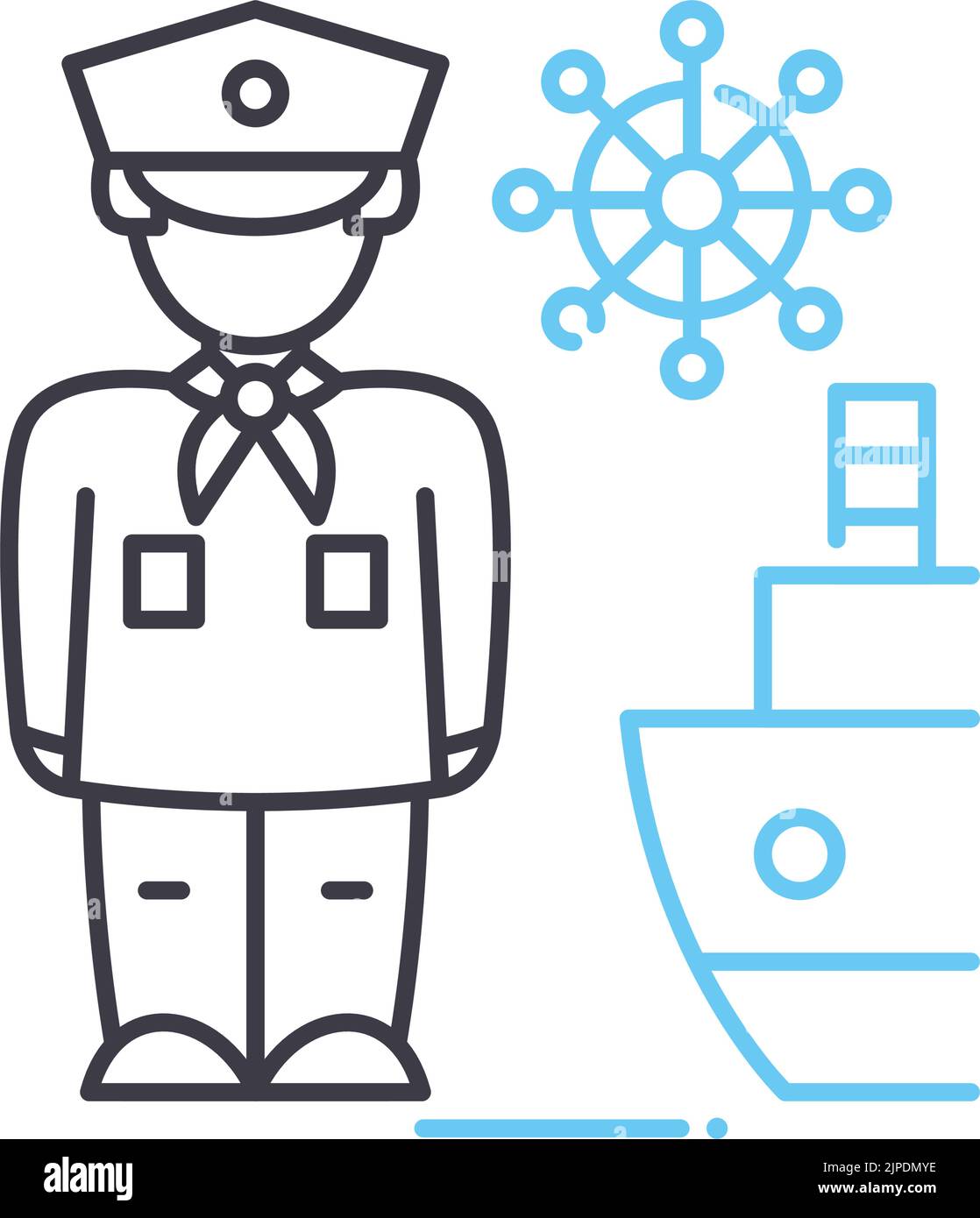 sailor occupation line icon, outline symbol, vector illustration ...