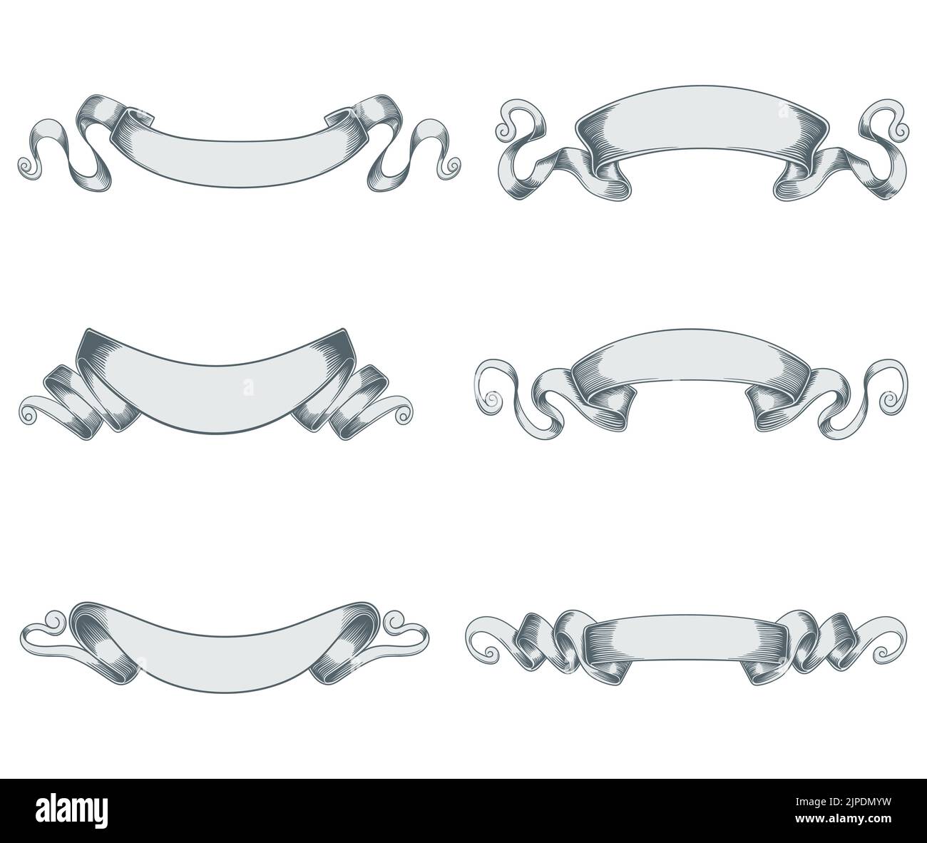 Ribbons vintage hand drawn label and banner vector illustration Stock ...