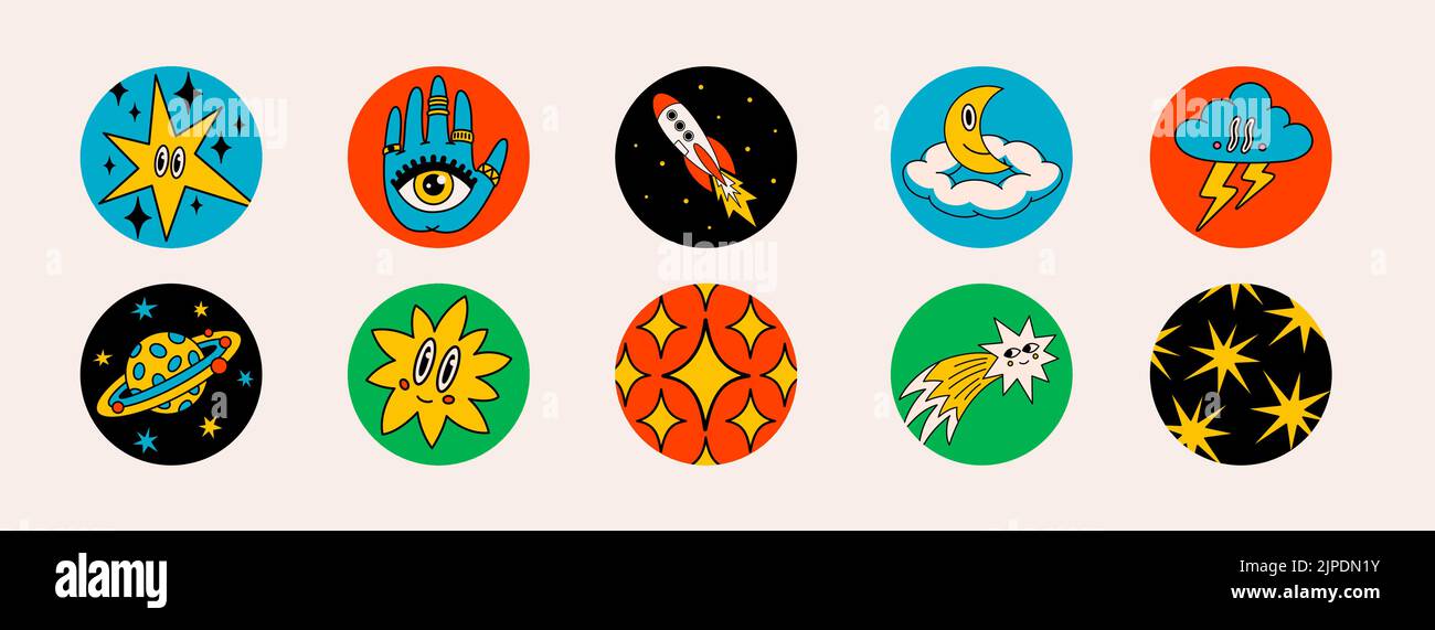 Cartoon vector abstract highlights covers for a social media stories ...