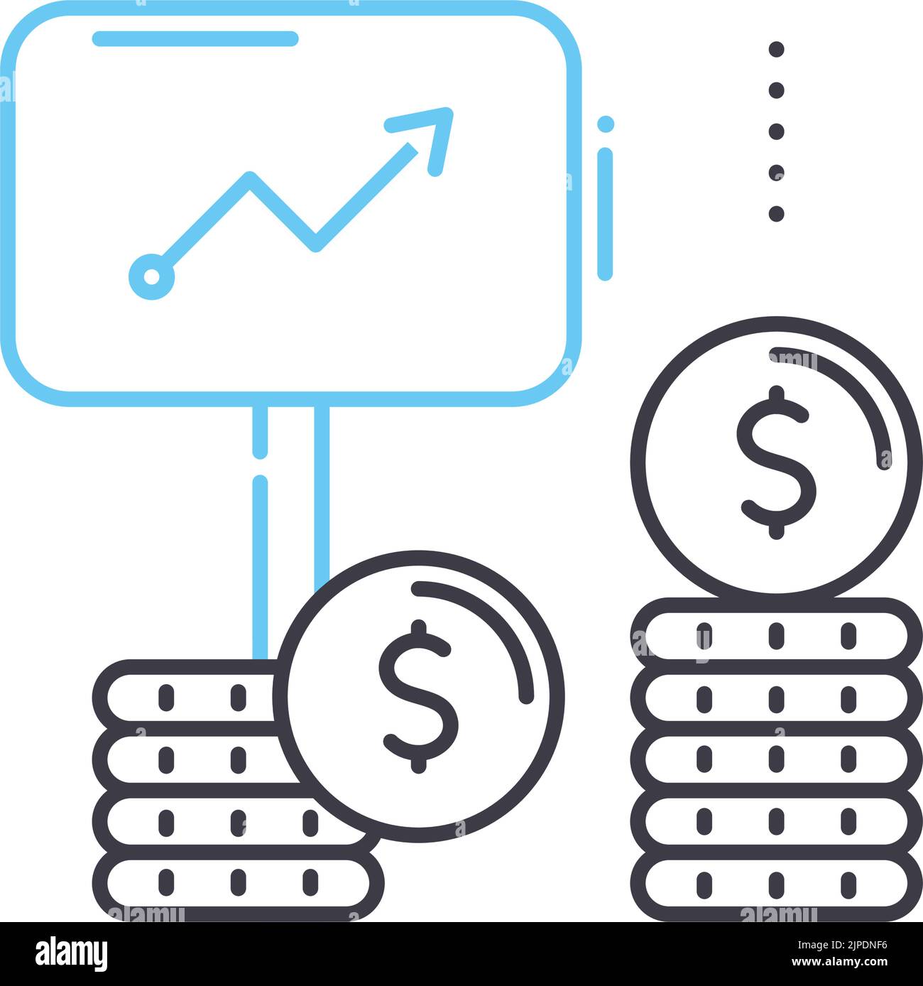 sales revenue line icon, outline symbol, vector illustration, concept ...