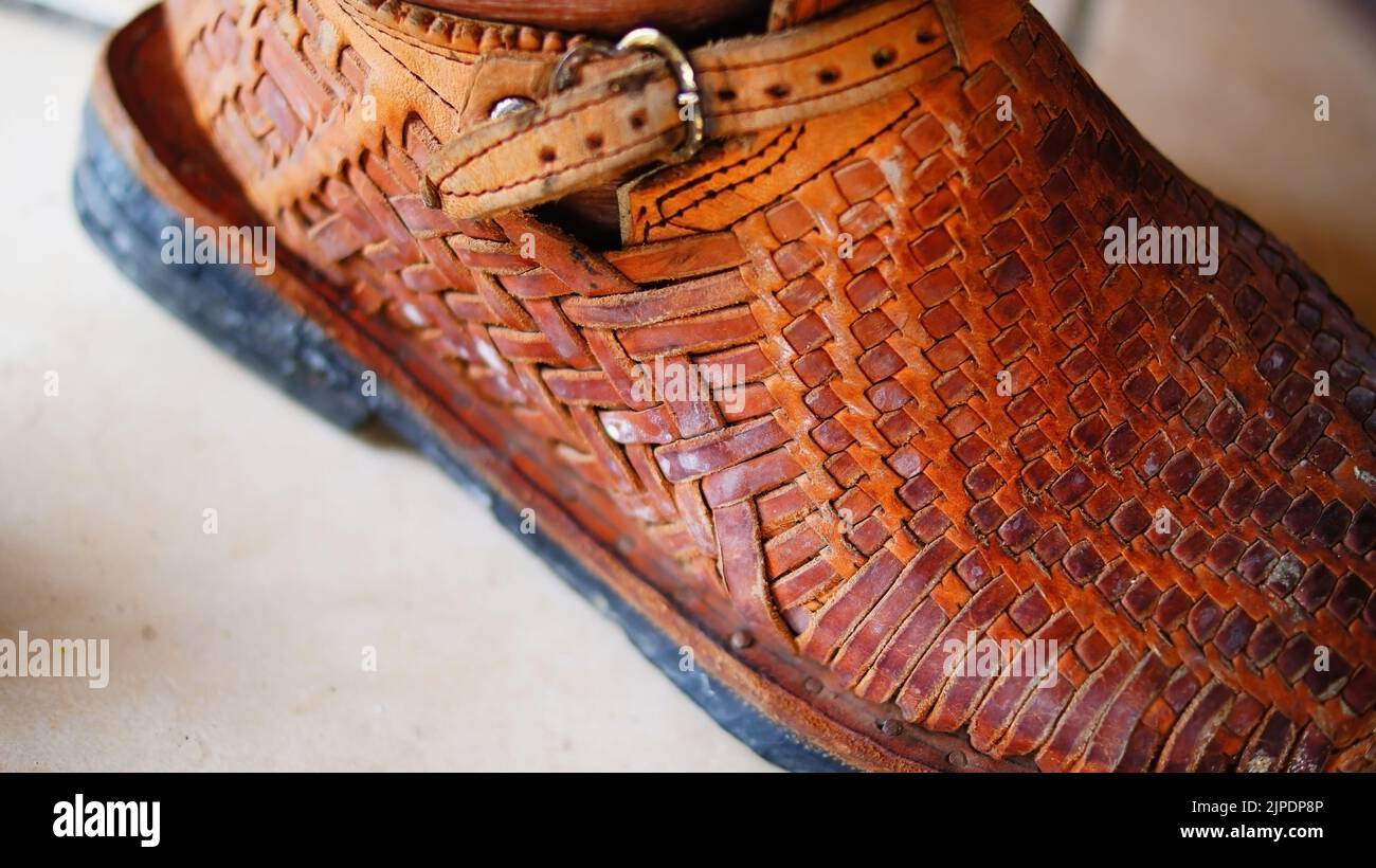 natural leather huarache, is a woven shoe made of cow or calfskin, it ...