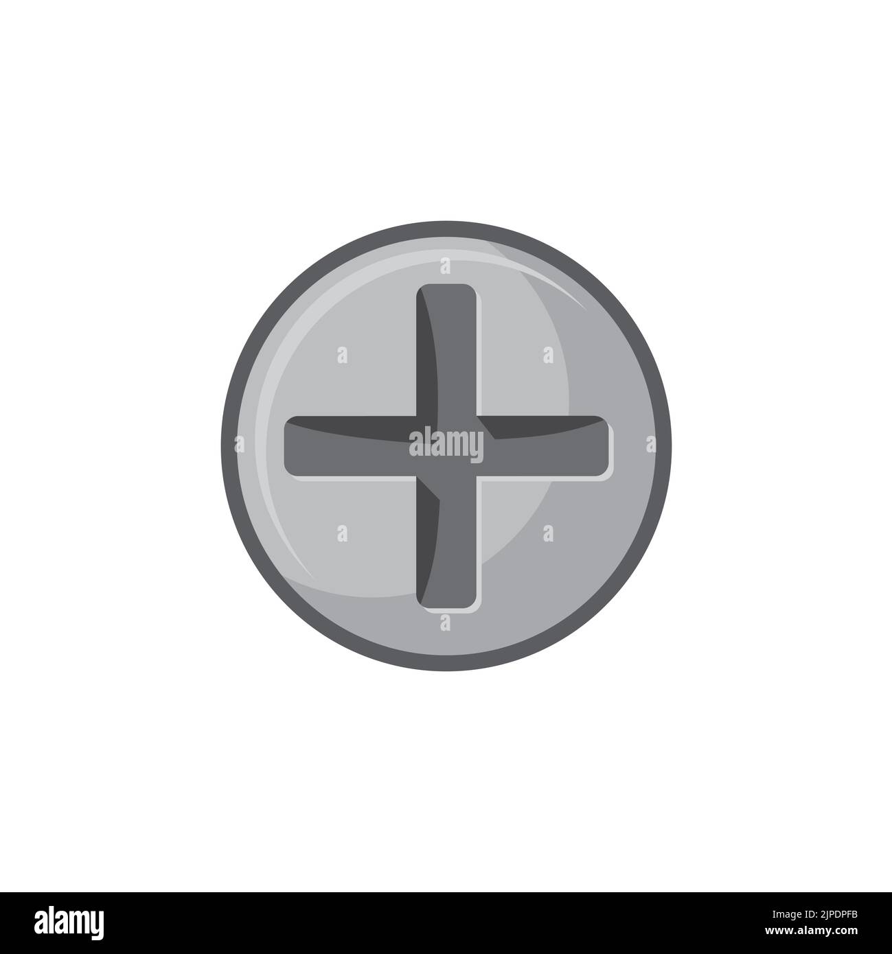 Screw Head With Cross Socket Isolated Realistic Icon Vector