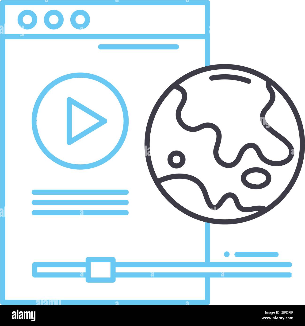 worldwide content line icon, outline symbol, vector illustration ...