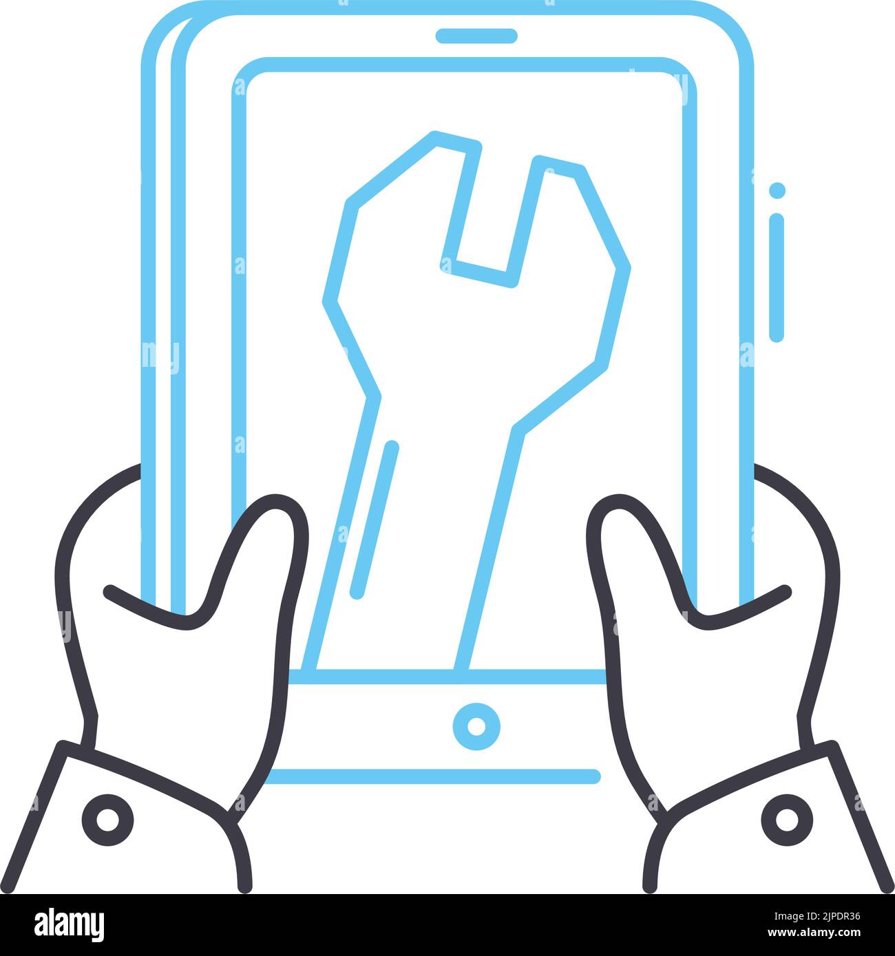 mobile device repair line icon, outline symbol, vector illustration ... mobile device repair line icon, outline symbol, vector illustration ...