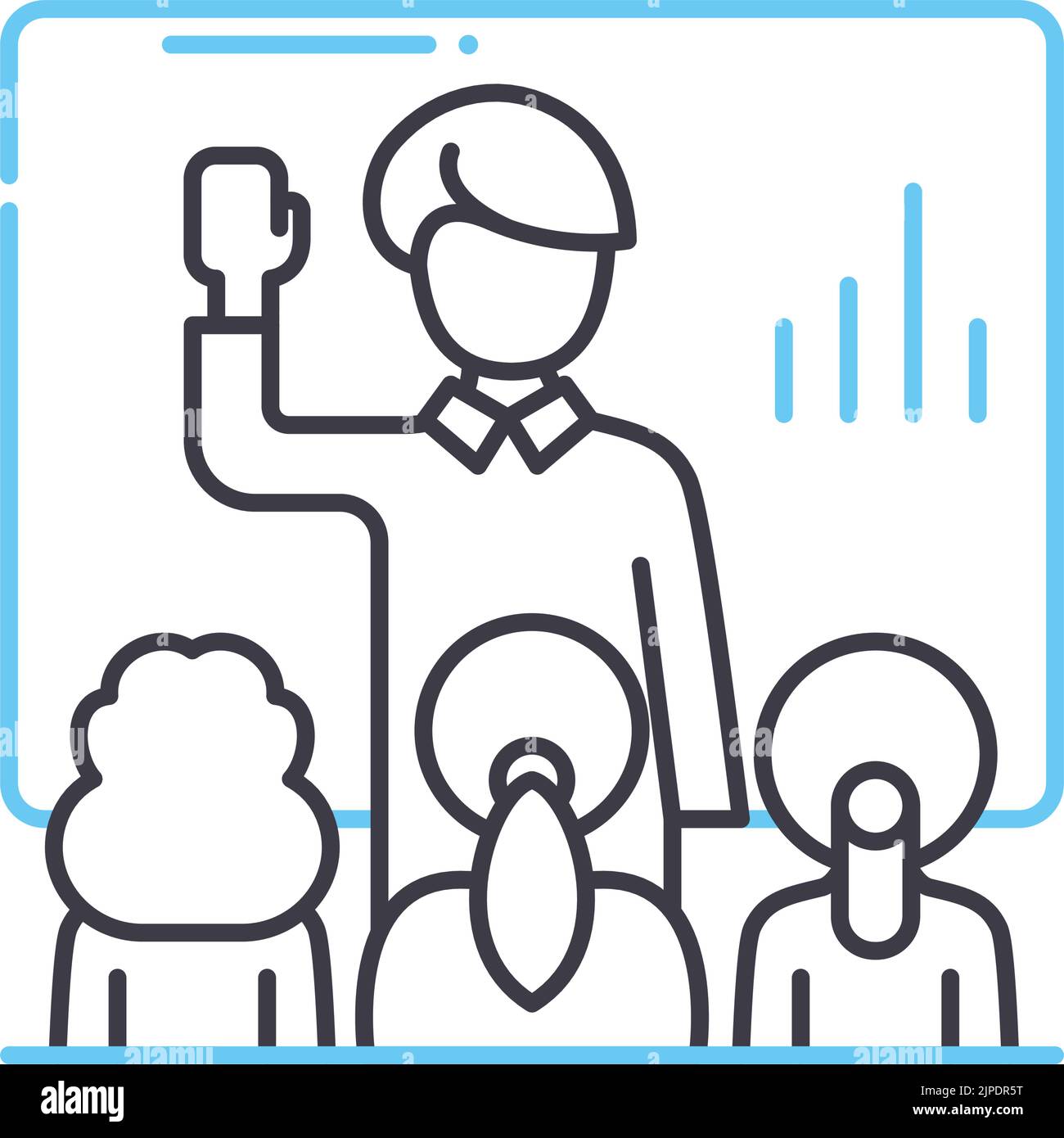 sales training line icon, outline symbol, vector illustration, concept ...