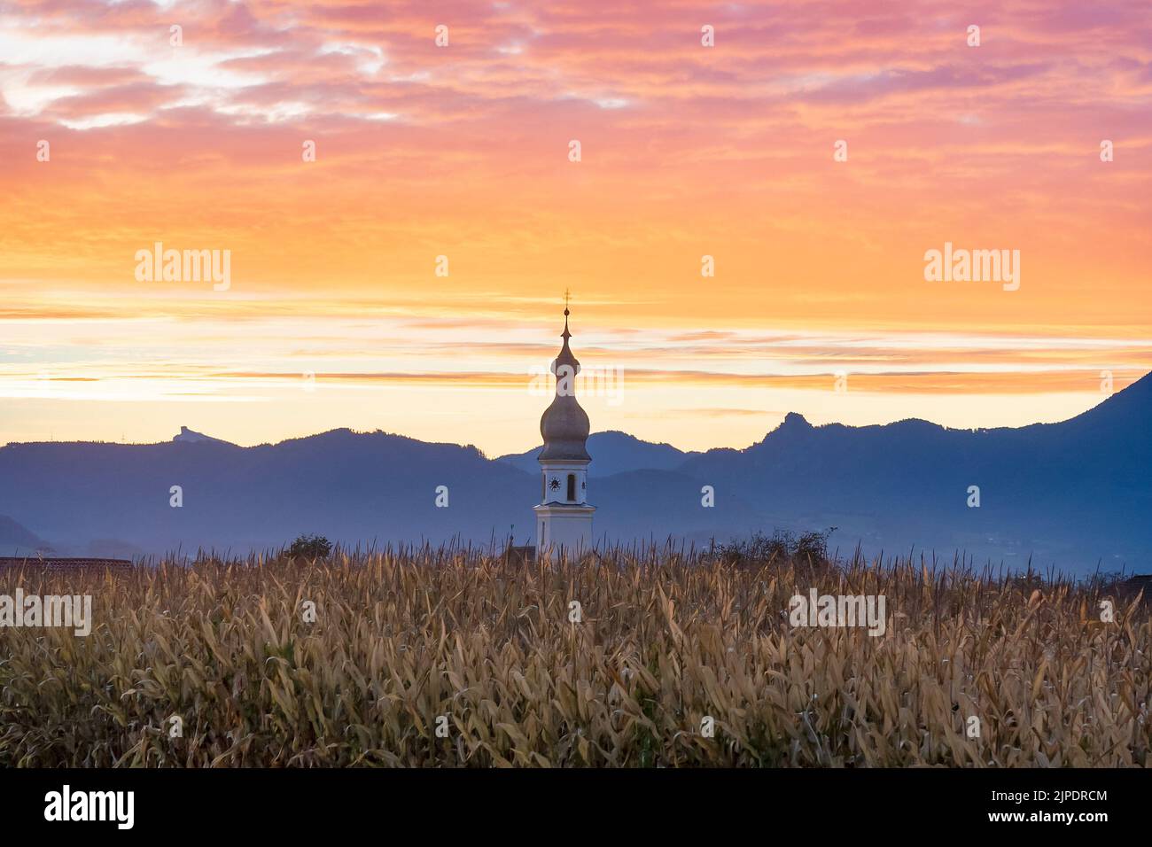 sunrise, church, upper bavaria, saint martin, sun rises, sunrises ...