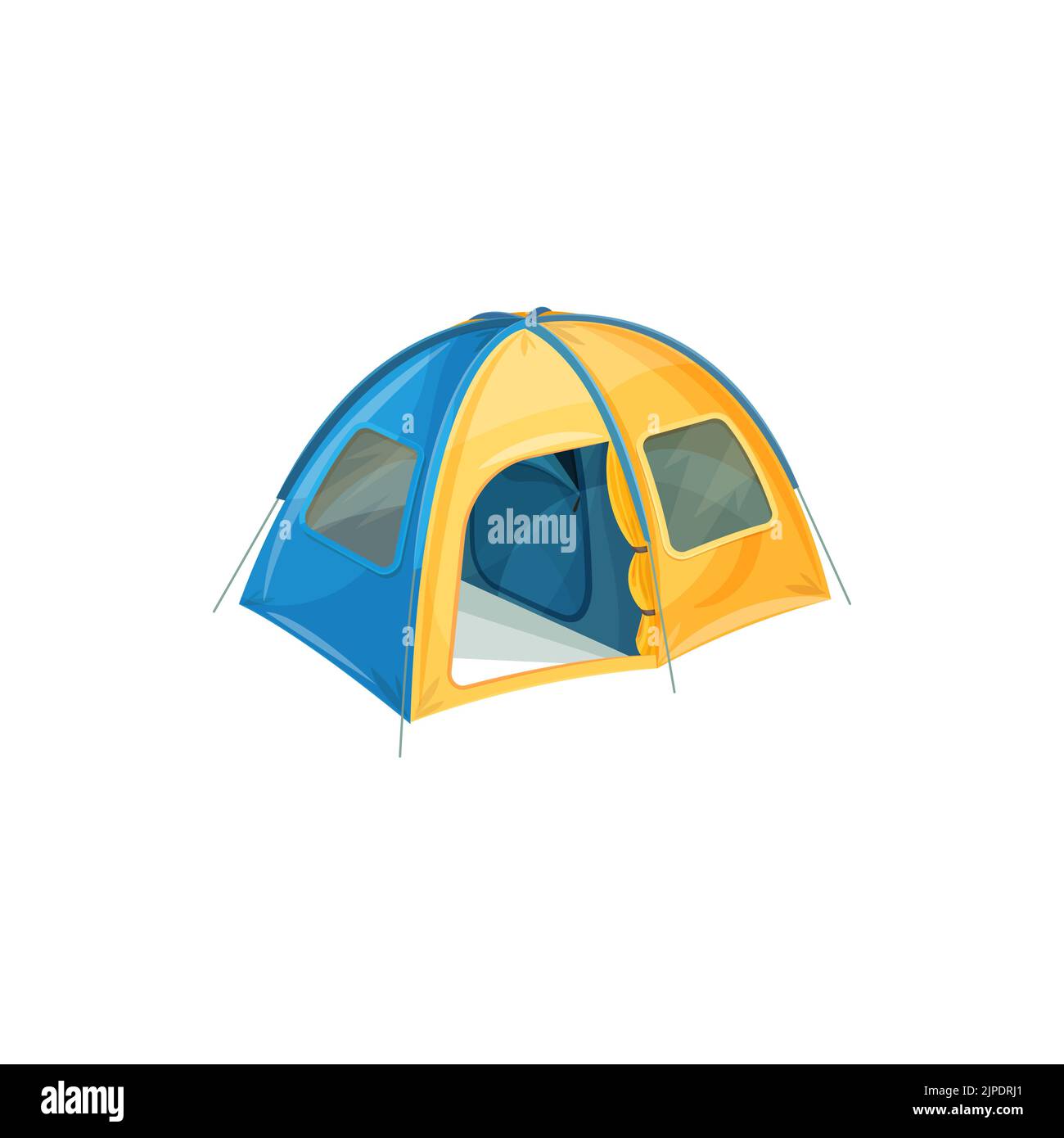 Camping tent with hall isolated flat cartoon icon. Vector waterproof ...