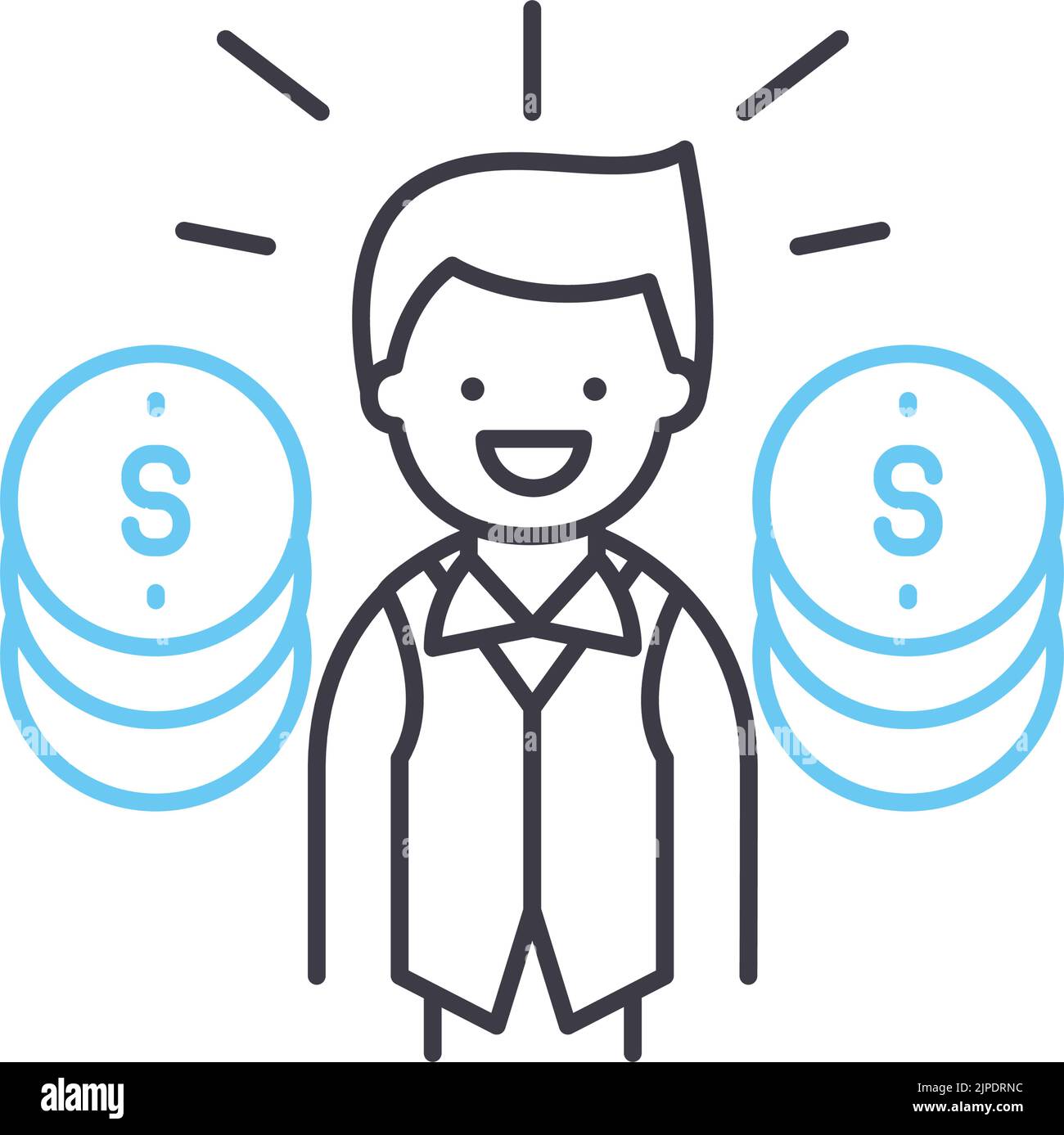 very greedy line icon, outline symbol, vector illustration, concept ...