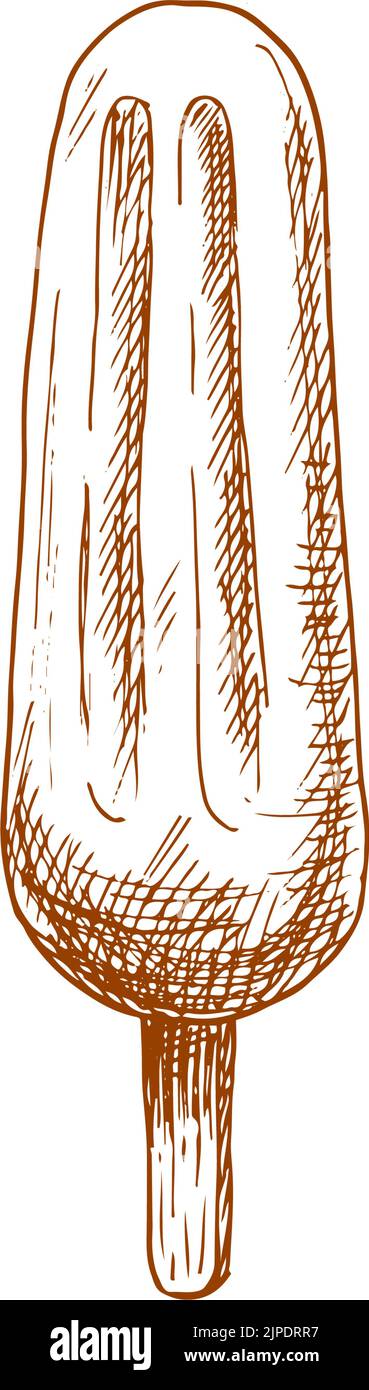 Ice cream frozen fruit ice dessert isolated sketch. Vector icecream ...