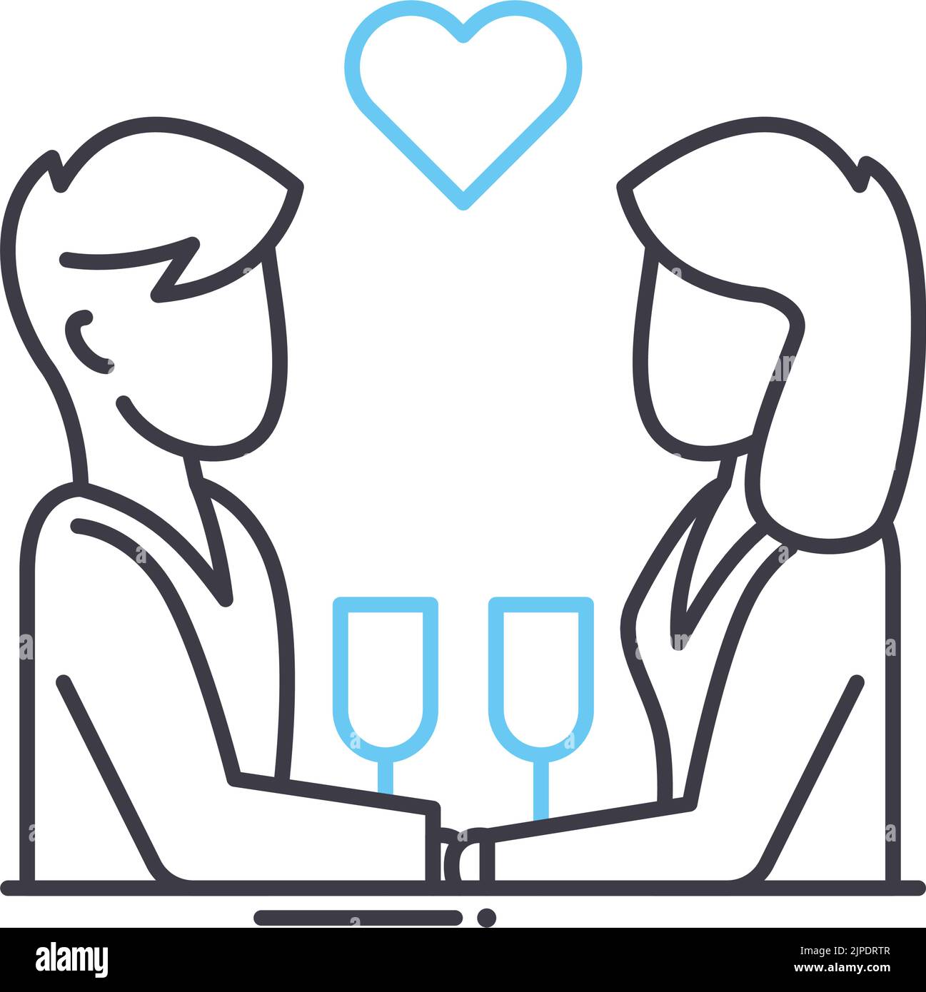 love story line icon, outline symbol, vector illustration, concept sign ...