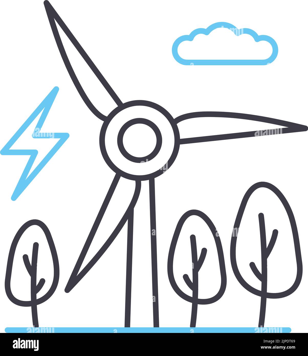 wind power line icon, outline symbol, vector illustration, concept sign ...