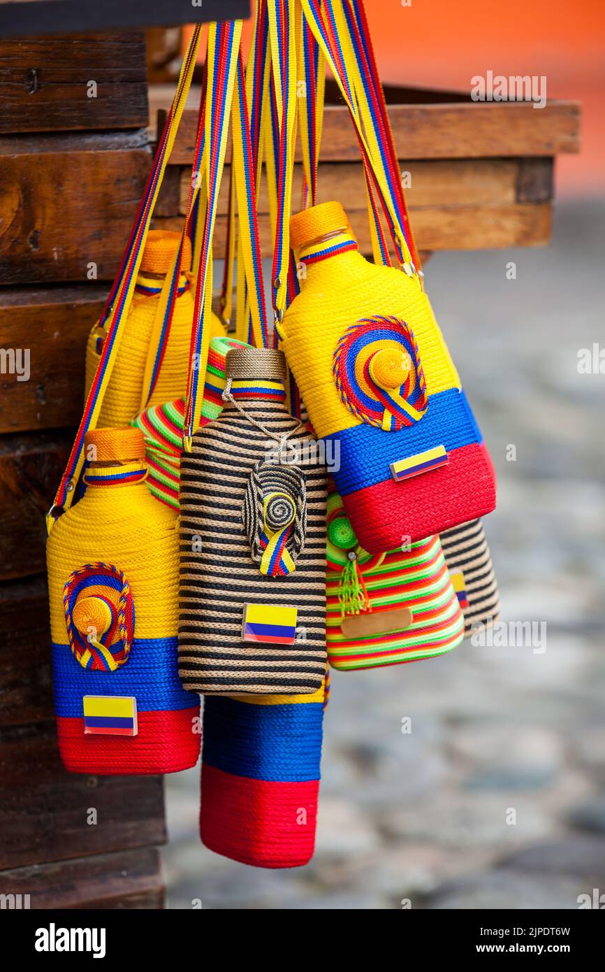 Liquor bottles normally used for traditional aguardiente decorated with ...