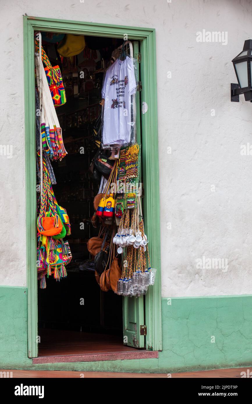 MEDELLIN, COLOMBIA - NOVEMBER, 2017: Souvenir store at the beautiful ...