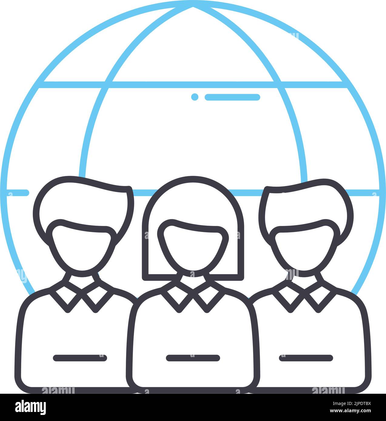 global team line icon, outline symbol, vector illustration, concept ...
