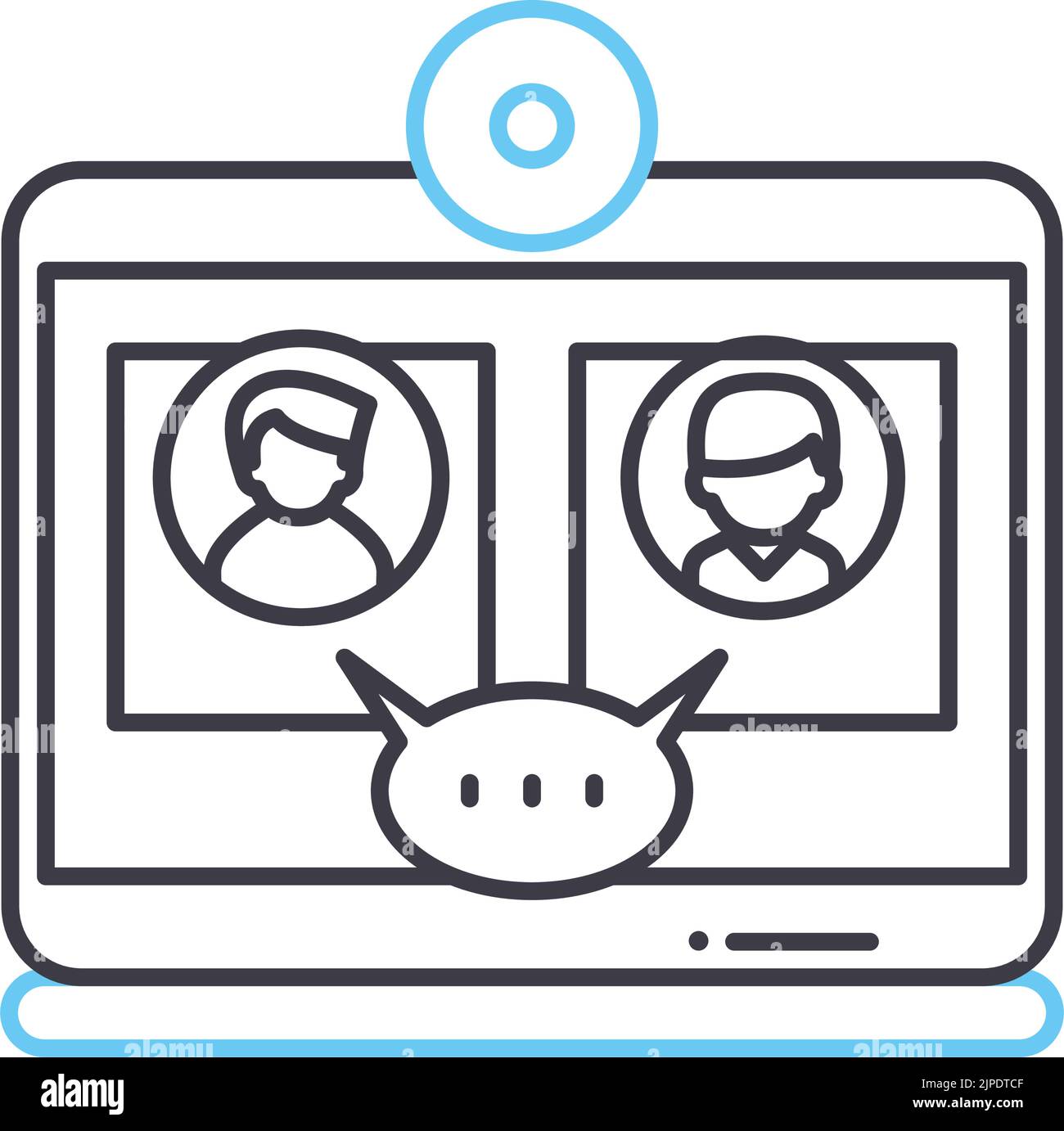 video conference line icon, outline symbol, vector illustration ...