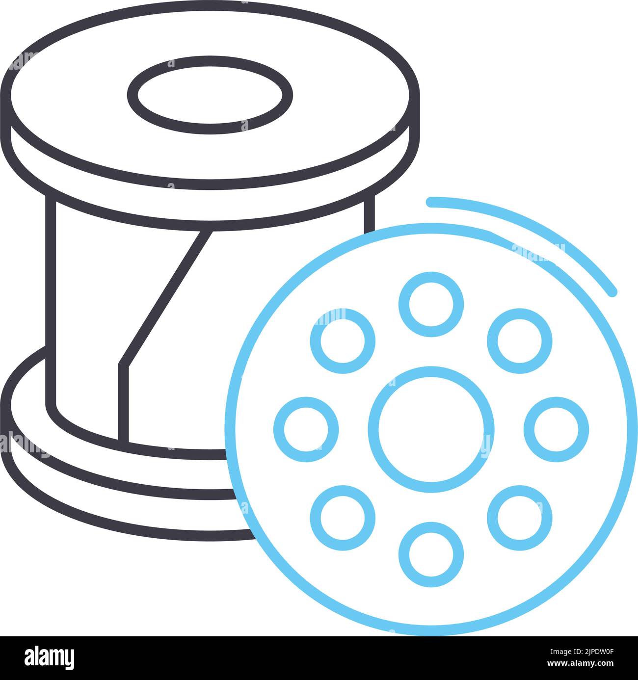 shuttle for sewing line icon, outline symbol, vector illustration ...