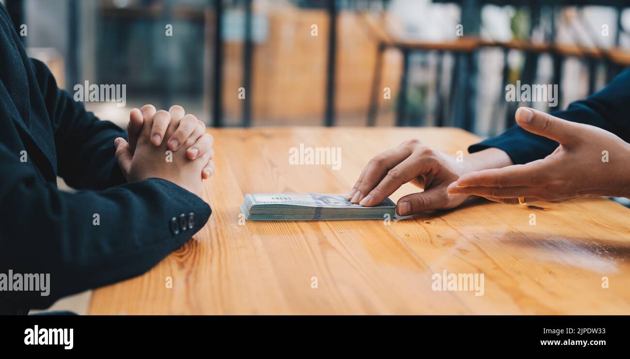 Hands banker giving cash money to businessman, loan and credit ...